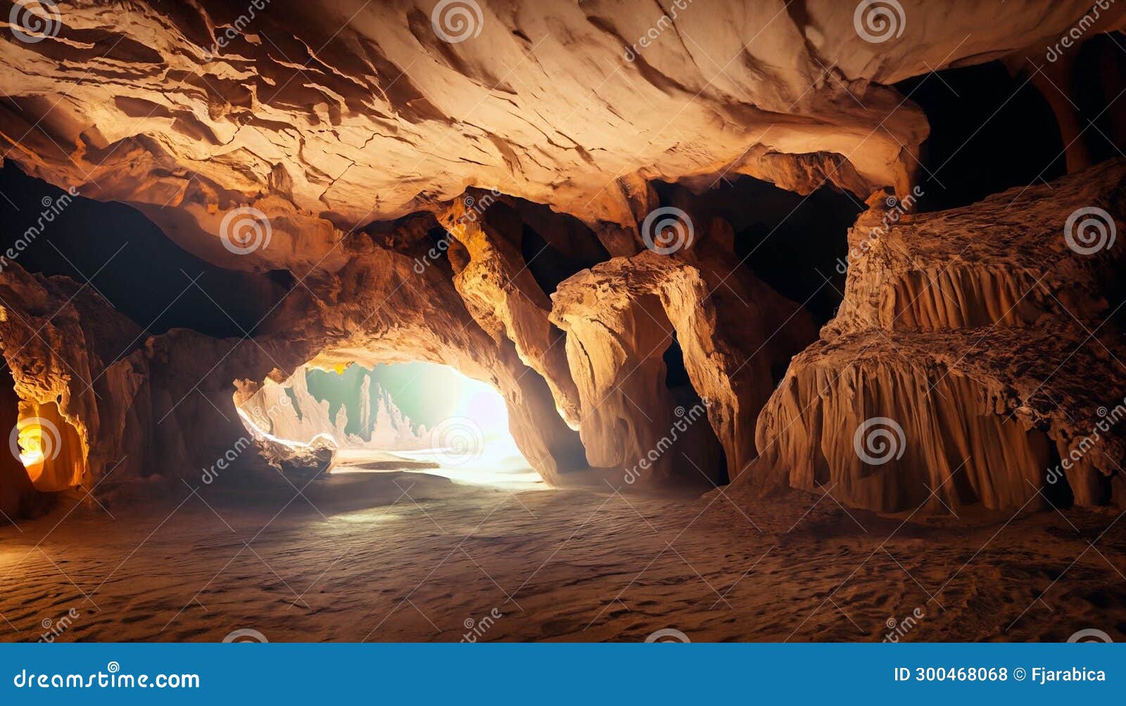 View of a rocky cave stock illustration. Illustration of mountain ...