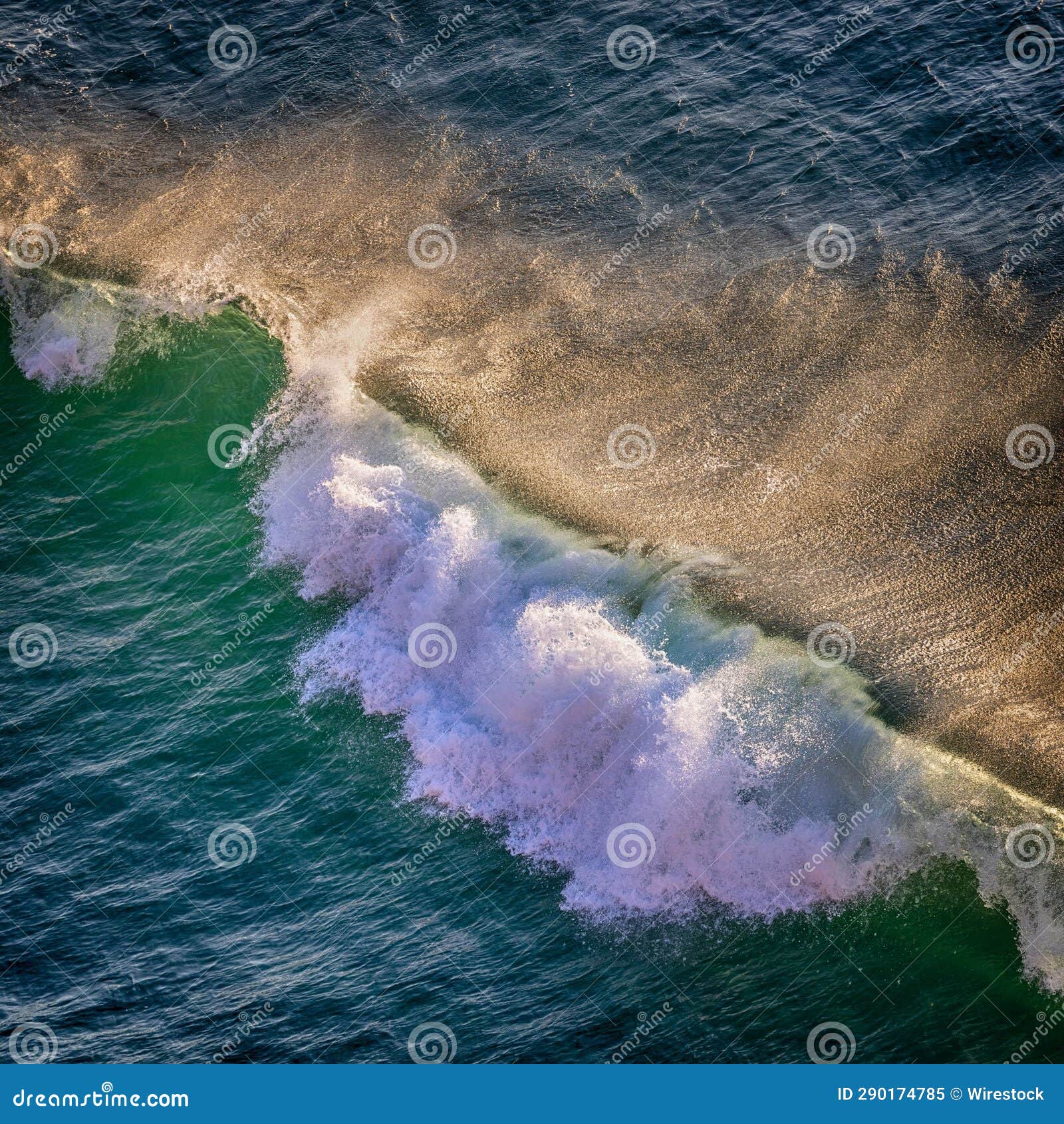 View of the Rolling Ocean Wave Reflecting the Warm Sunlight Stock Image ...