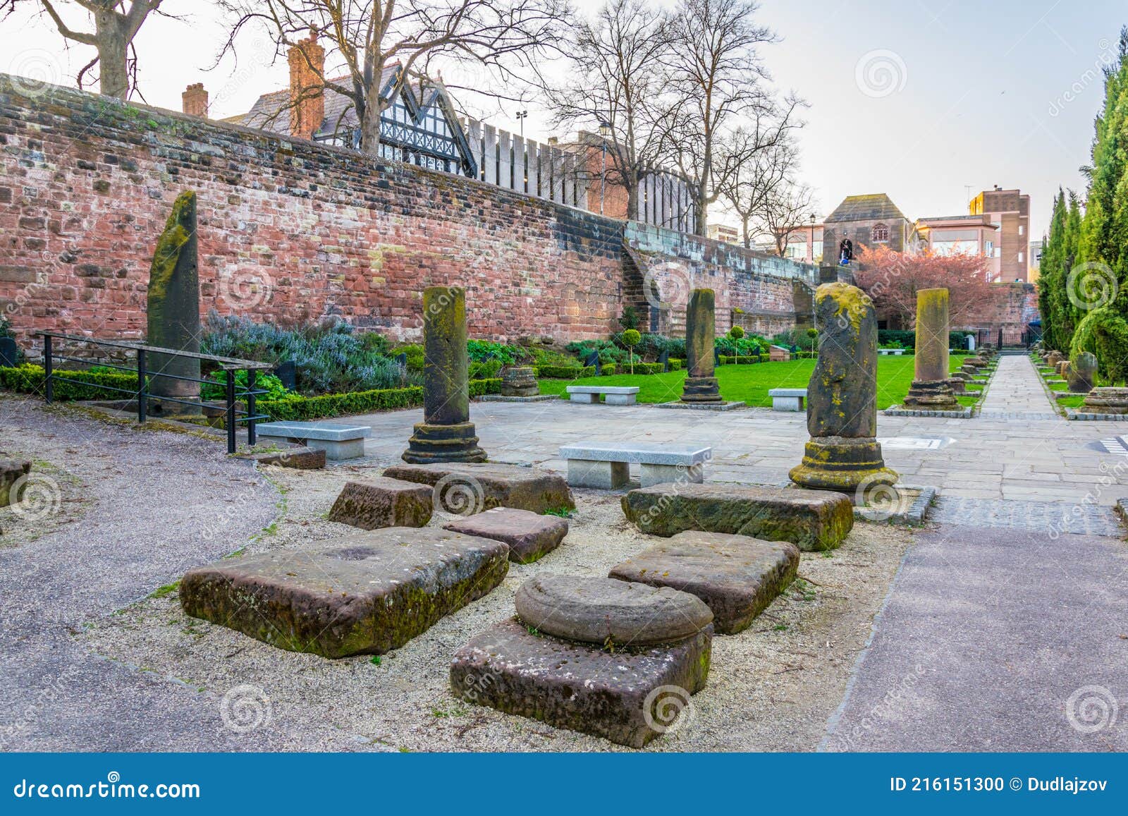 View of Roman Ruins in Chester, England Stock Photo - Image of gardens ...