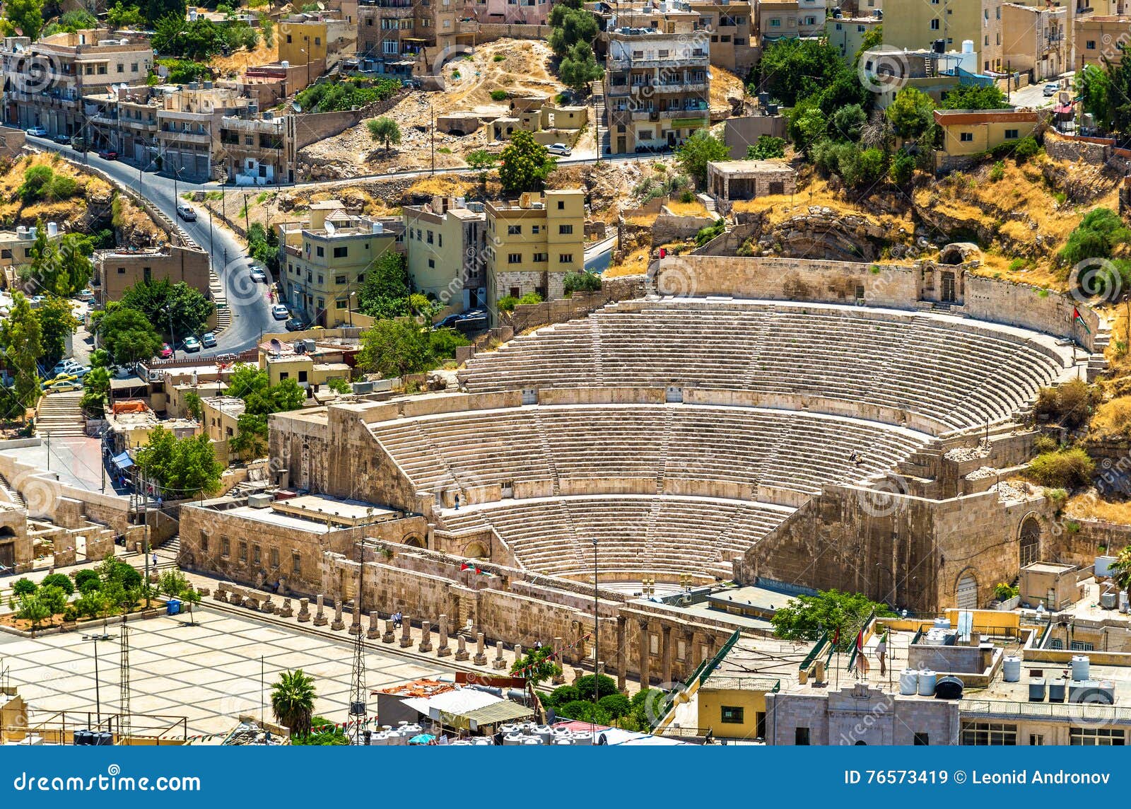 View on Roman Theater in Amman Stock Image - Image of house, arab: 76573419