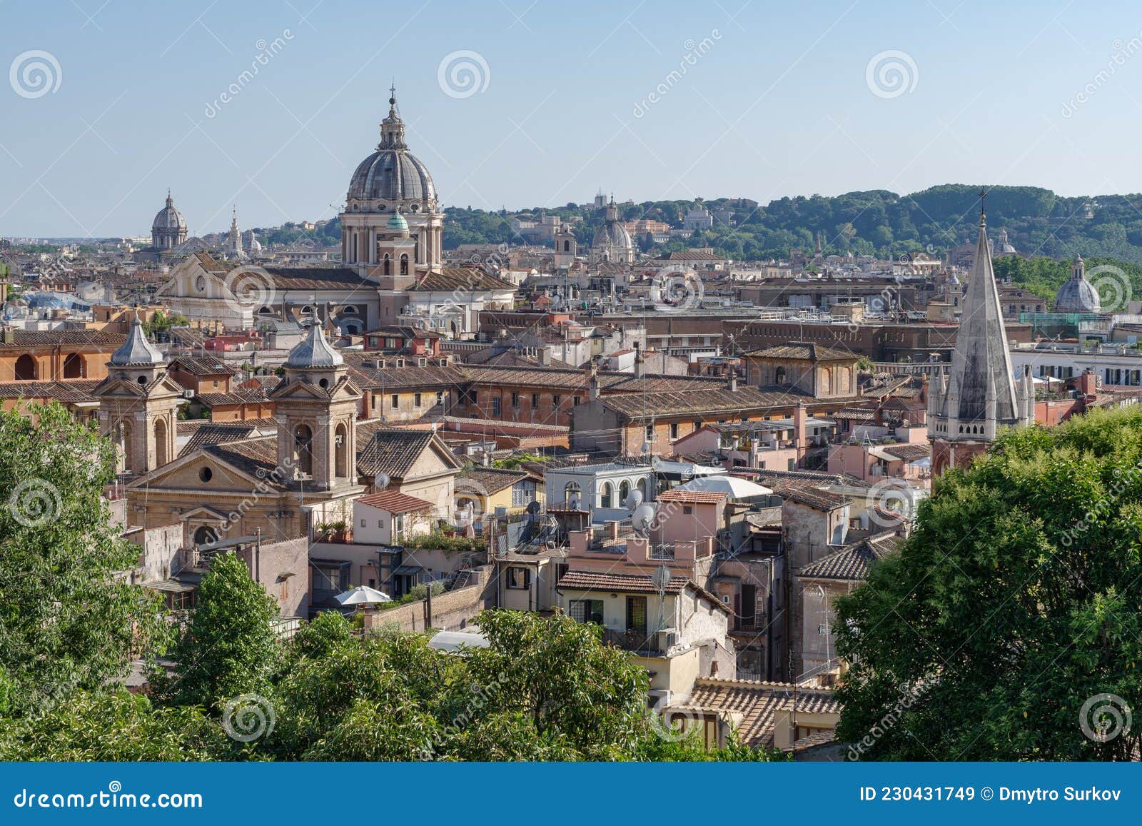 A View of Rome from Villa Borghese Stock Image - Image of famous ...