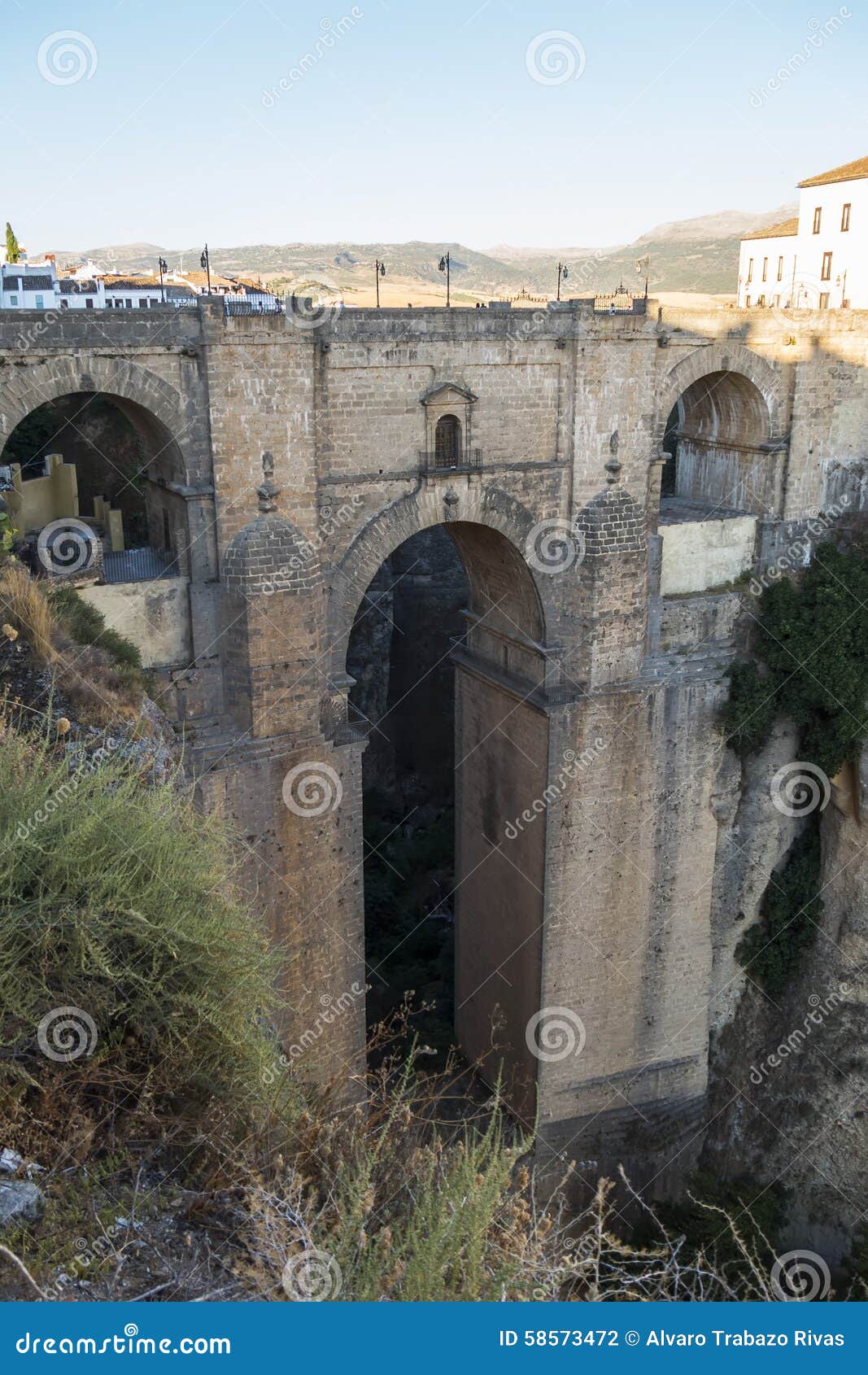 View of Ronda Old Stone Bridge, Malaga, Spain Stock Photo - Image of ...