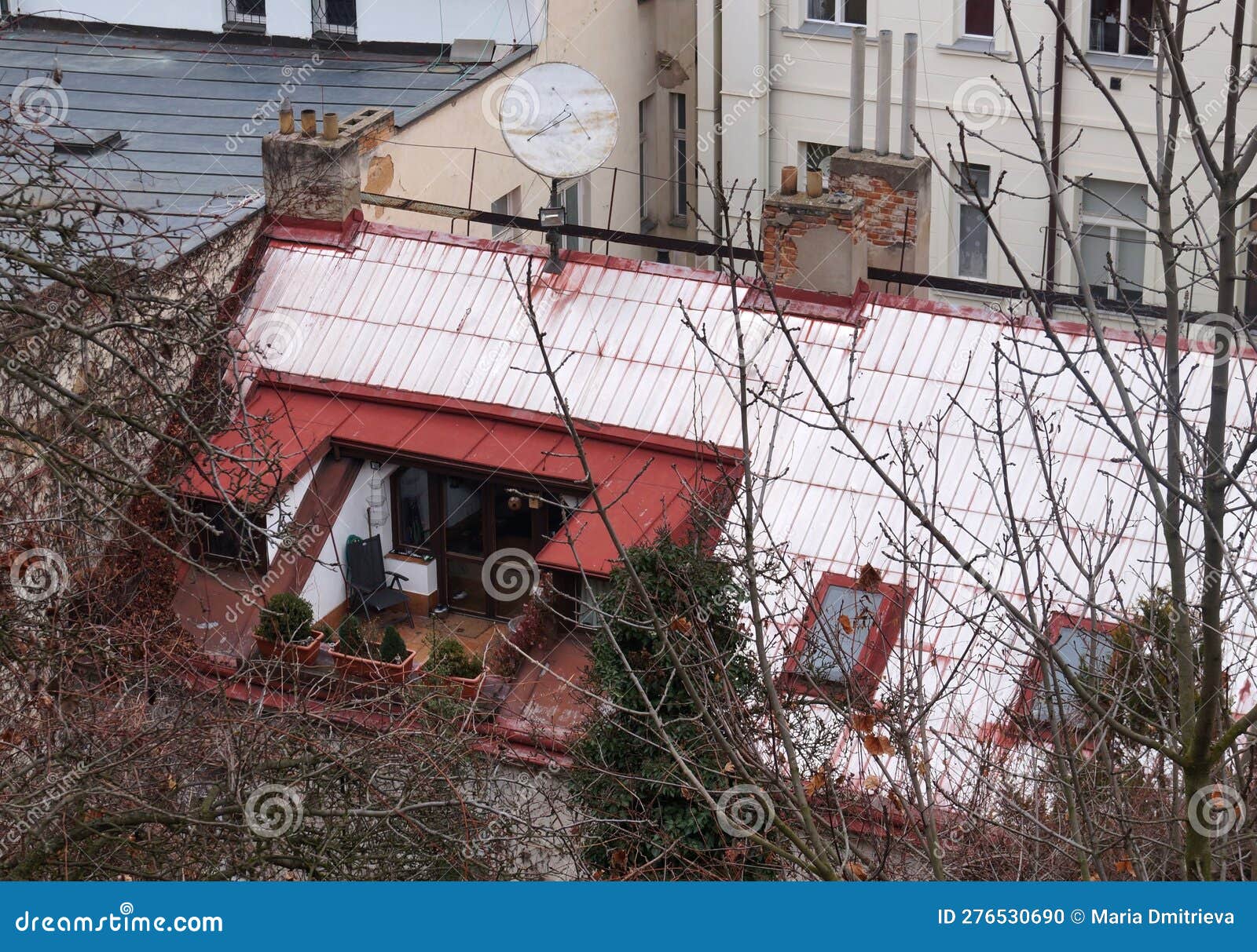 View on a Roof with a Balcony Space and Relax Zone Stock Photo - Image ...