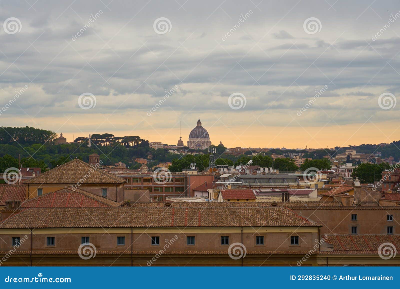 View of Roofs of Rome during Sunset. Stock Photo - Image of italian ...