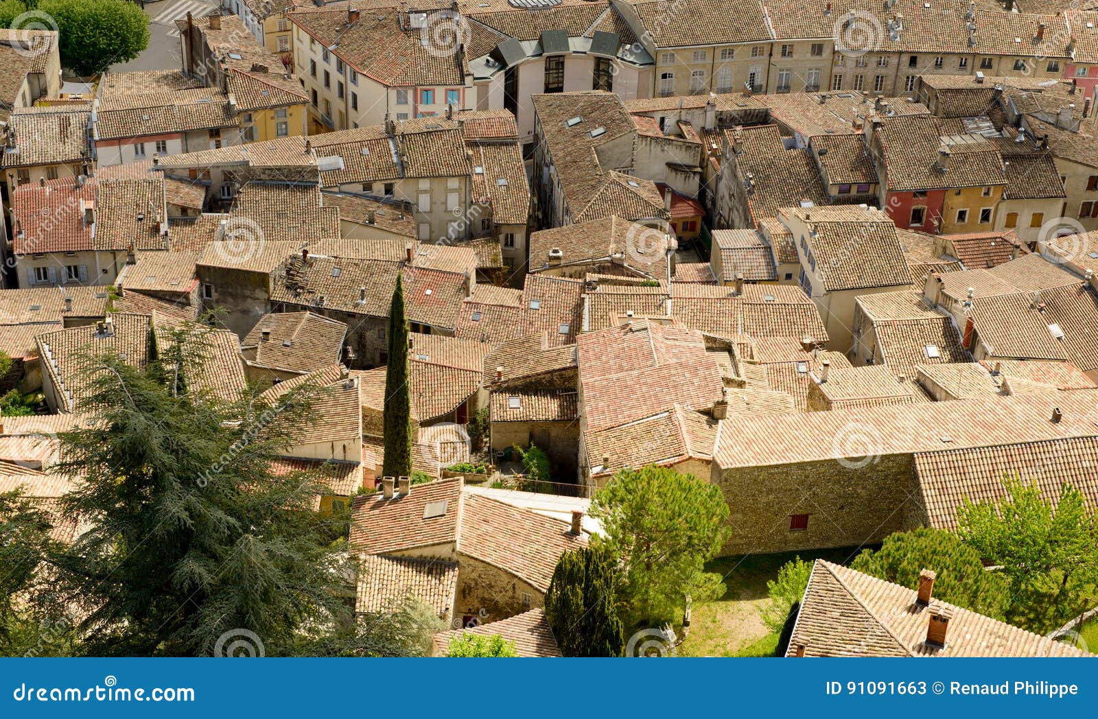 View of the Roofs of the Town of Crest, Drome, France Stock Image ...