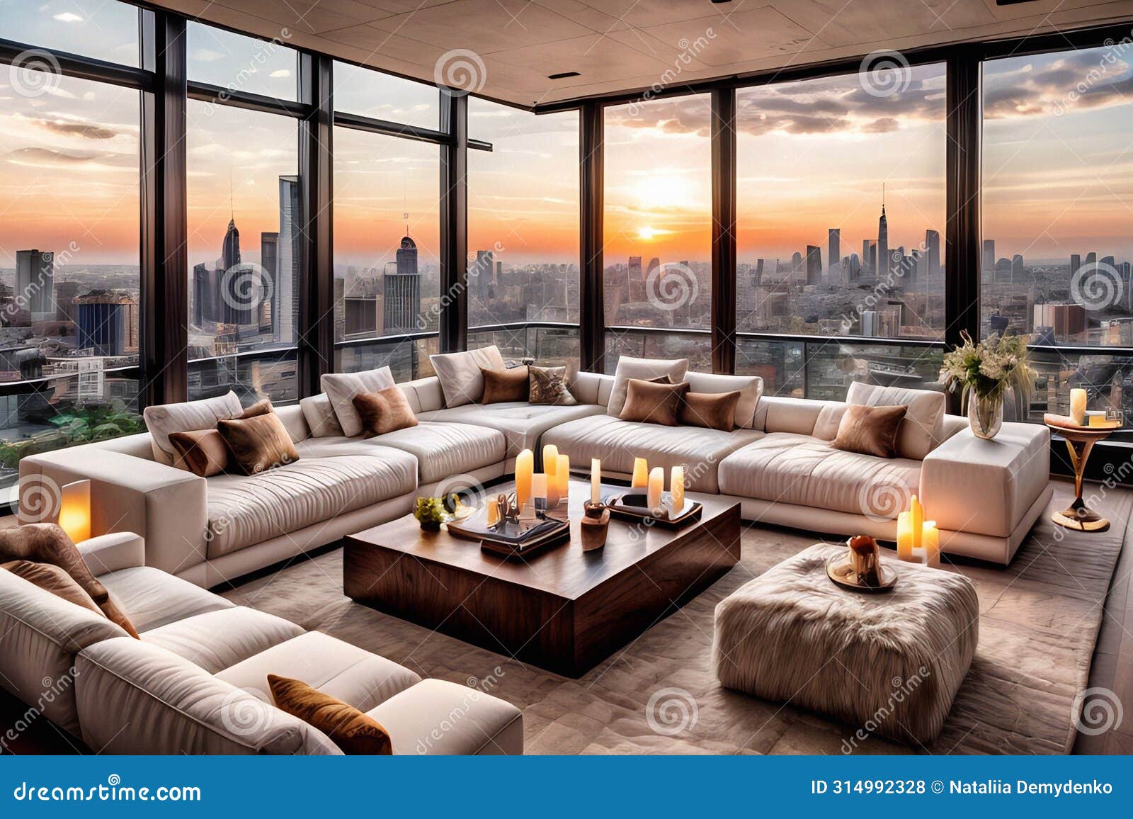 View of the Room from the Inside with Panoramic Floor-to-ceiling ...