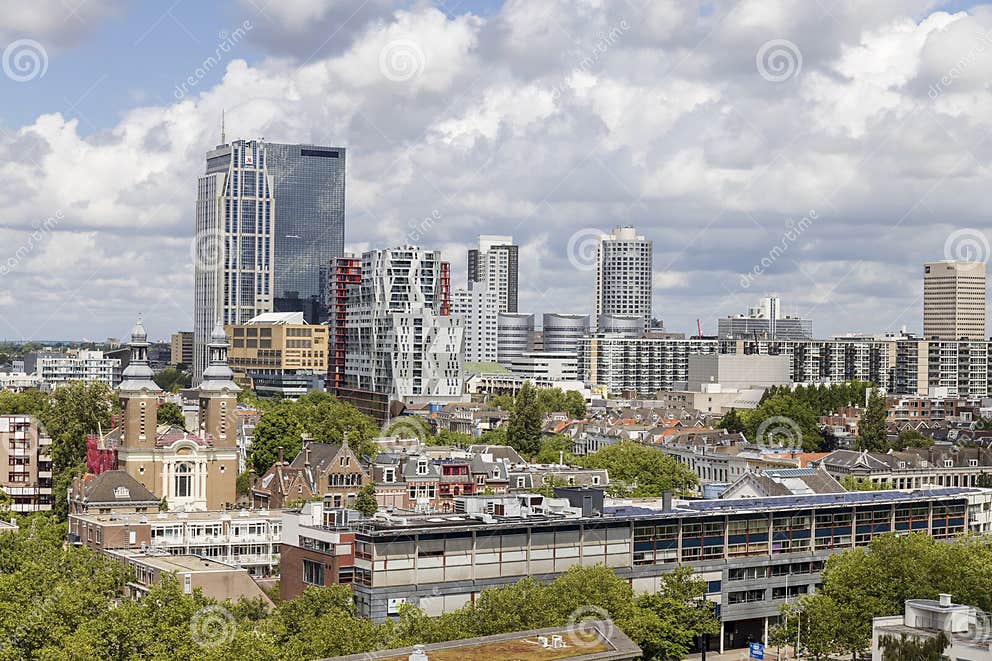 View of Rotterdam Central District from a Rooftop Editorial Stock Photo ...
