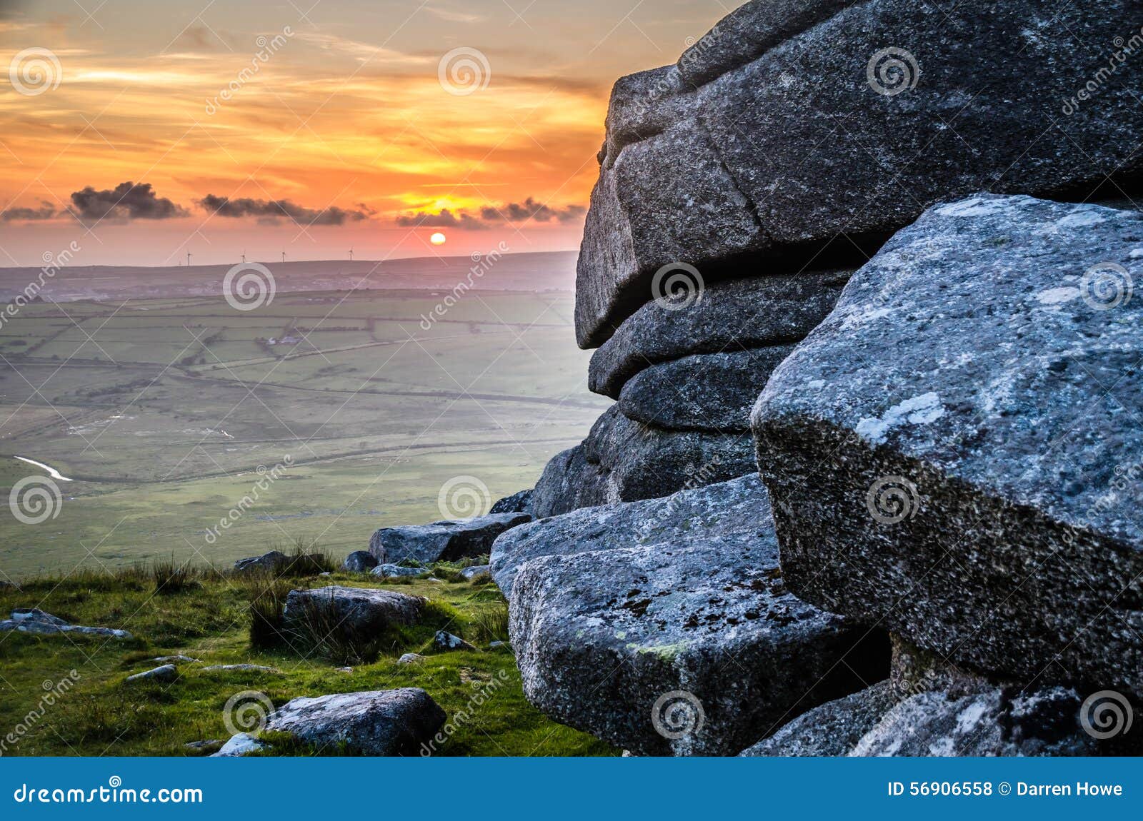 View from Rough Tor at Sunset Stock Photo - Image of grass, rock: 56906558