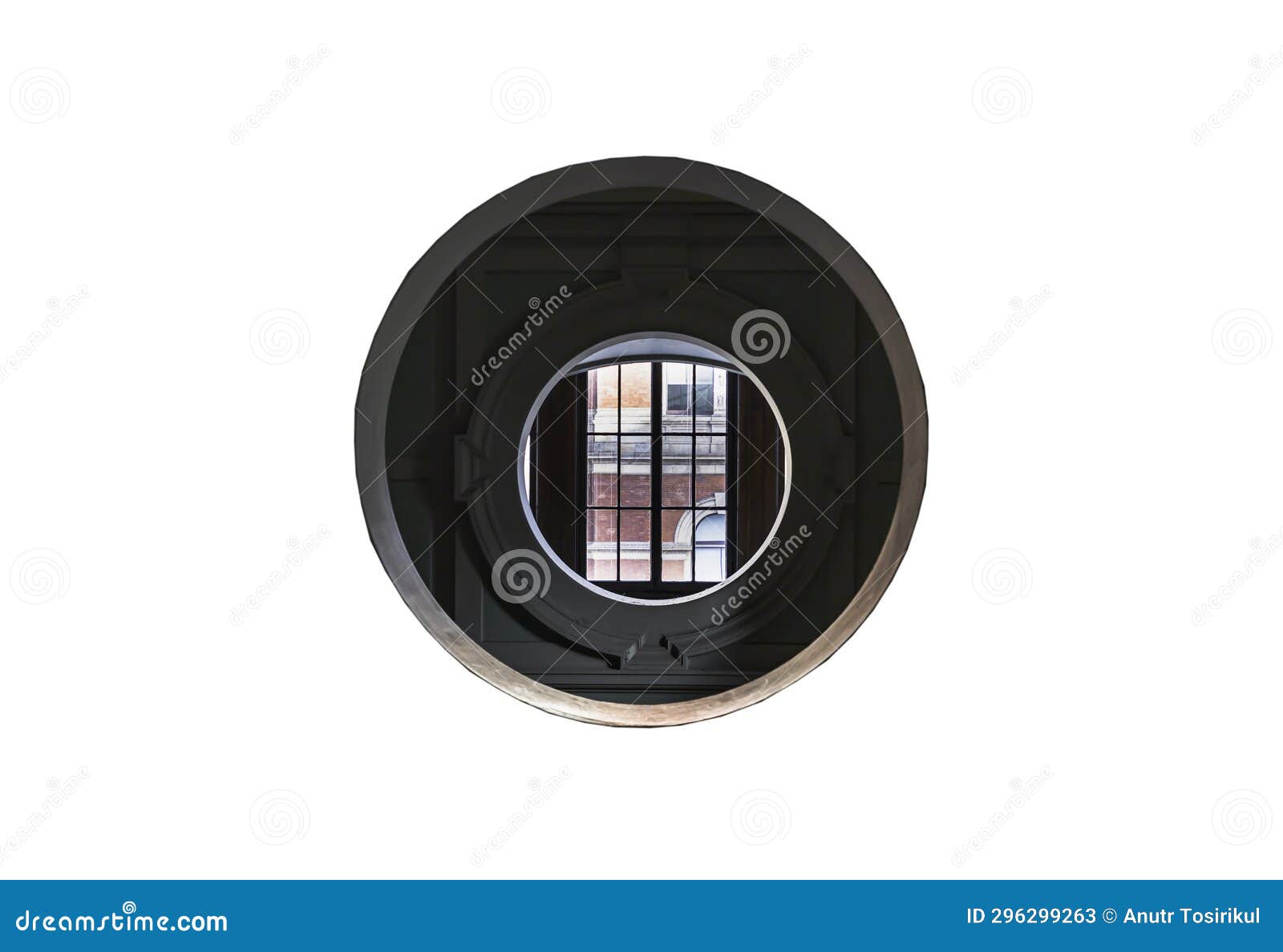 View of Round Shape Window Isolated on White Background with Clipping ...