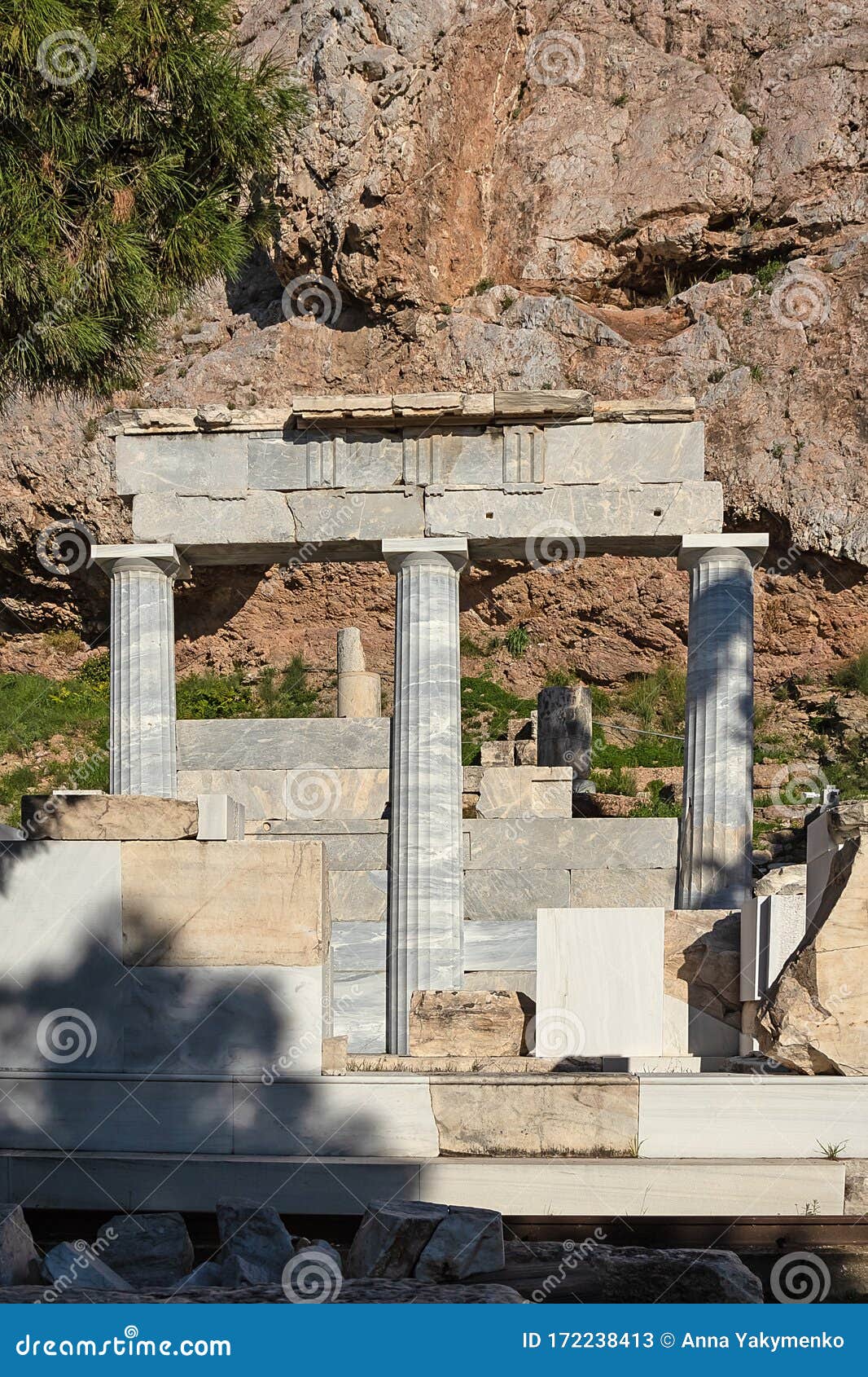 View of the Ruined Temples in the Acropolis, Greece Stock Image - Image ...