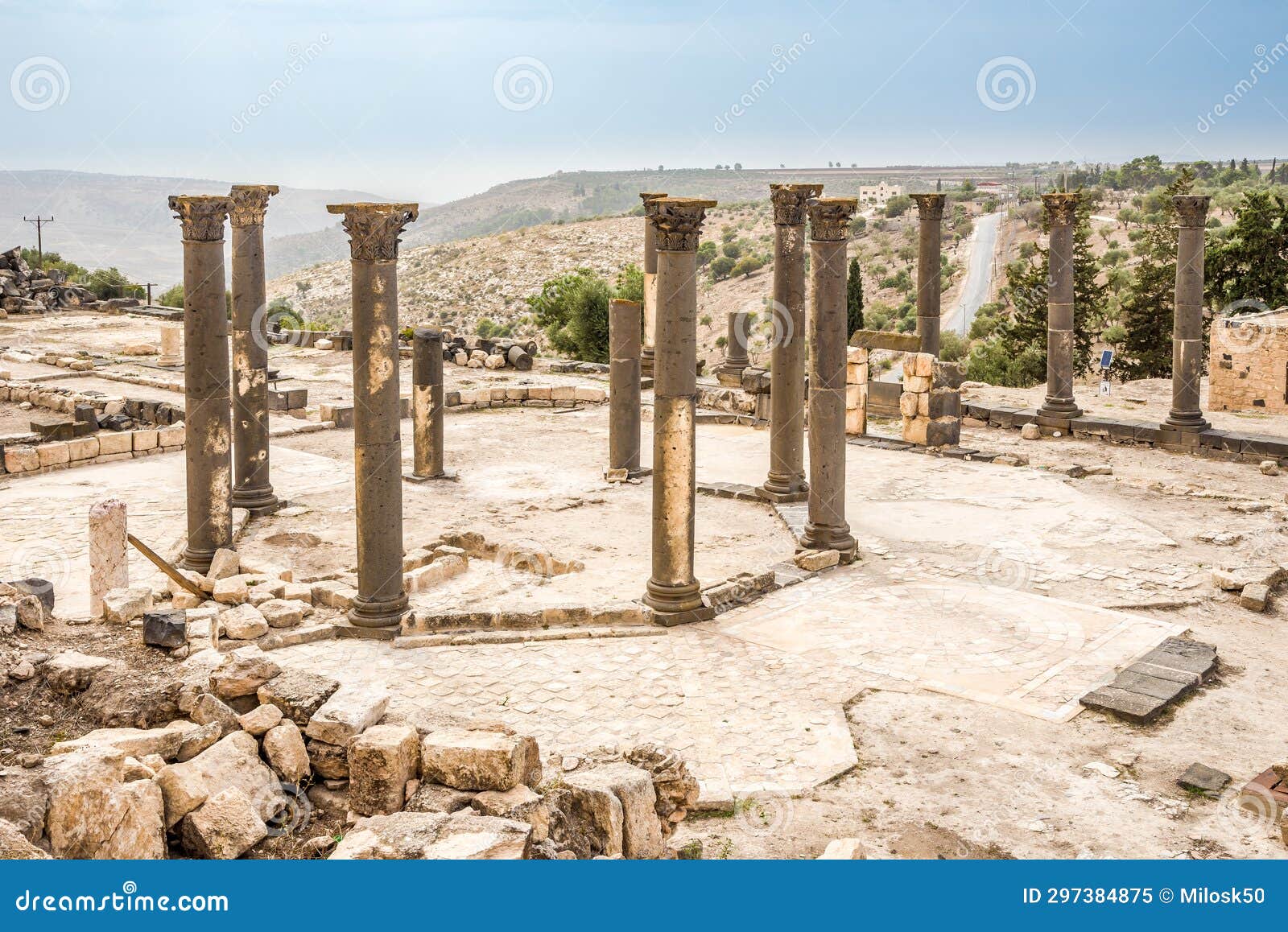 View at the Ruins of Ancient Gadara (Umm Qais) - Jordan Stock Image ...