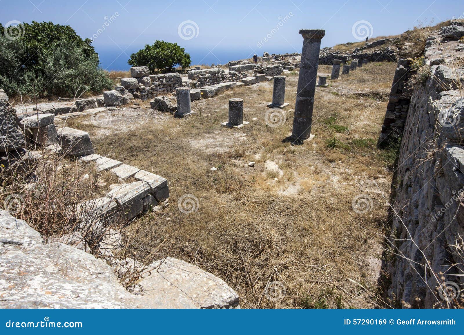 View of Ruins of Basilica at Ancient Thira, Santorini Stock Image ...