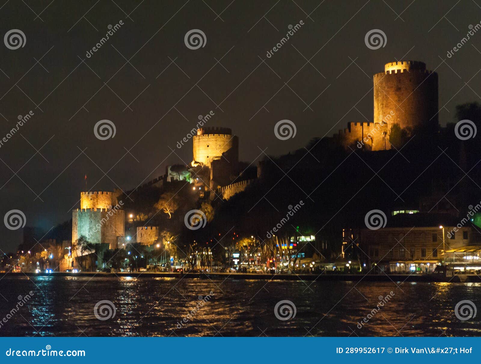 The Castle of Rumeli Hisar at the Bosphorus at Night Stock Image ...