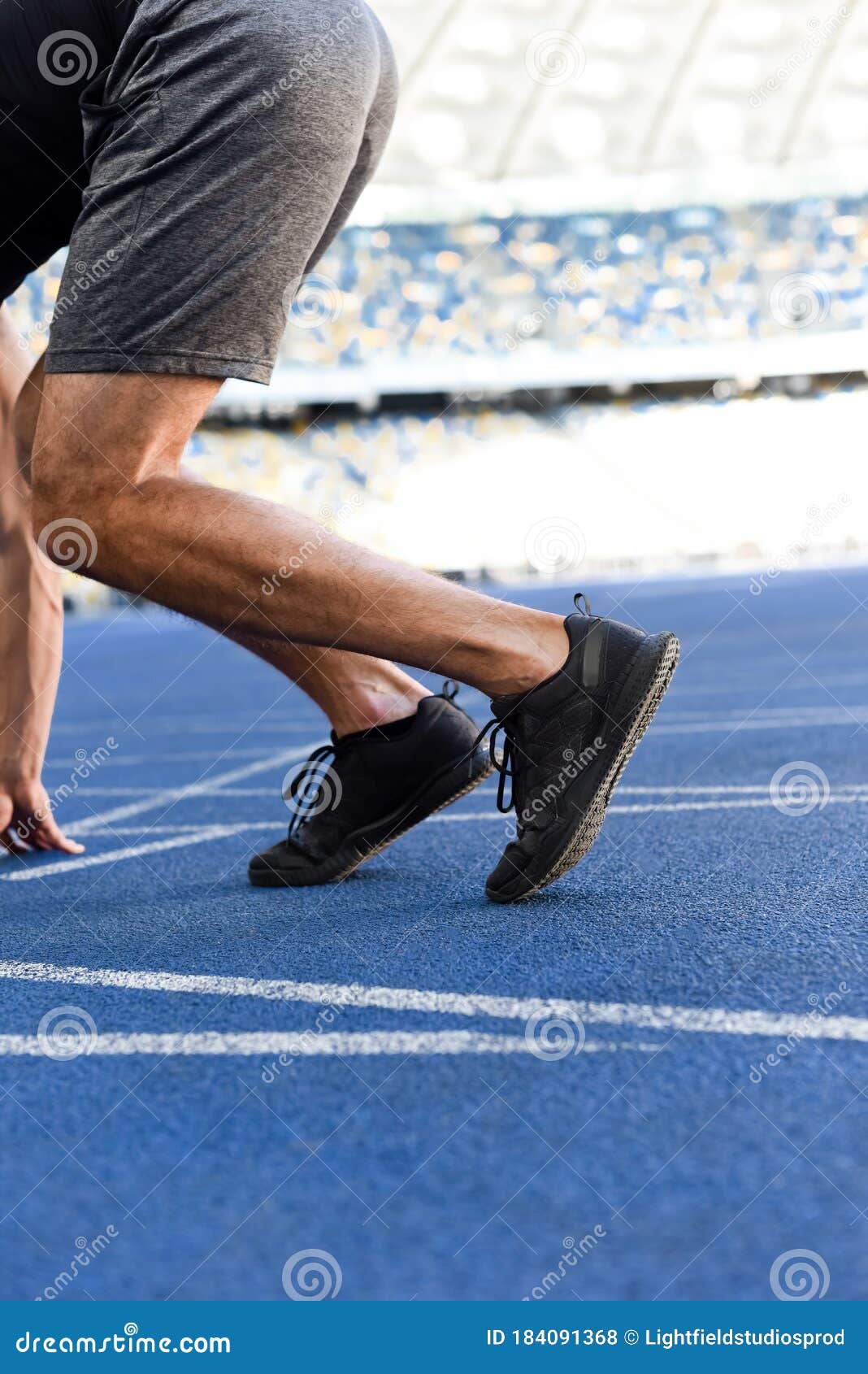 View of Runner in Start Position Stock Photo - Image of stadium ...