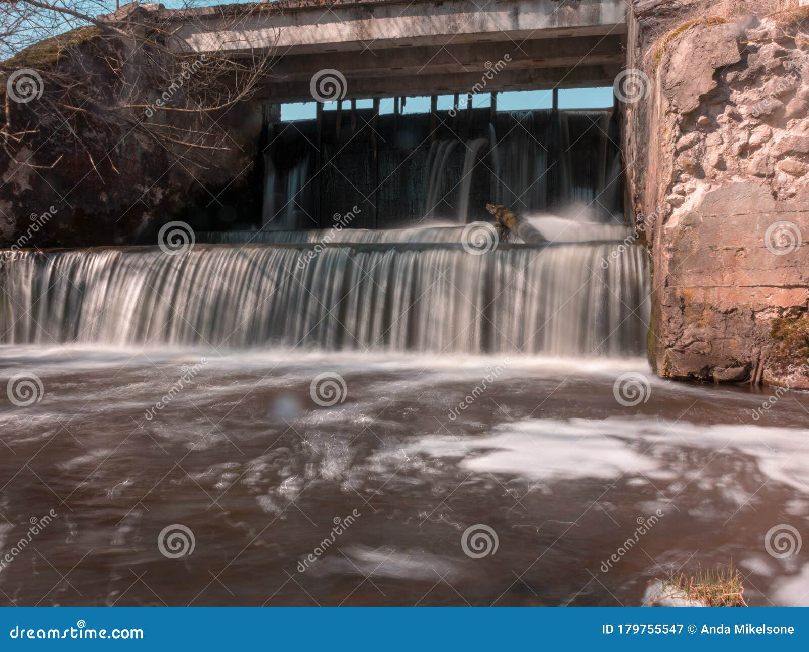View of Running Water from the Mill Dam Stock Image - Image of rapids ...