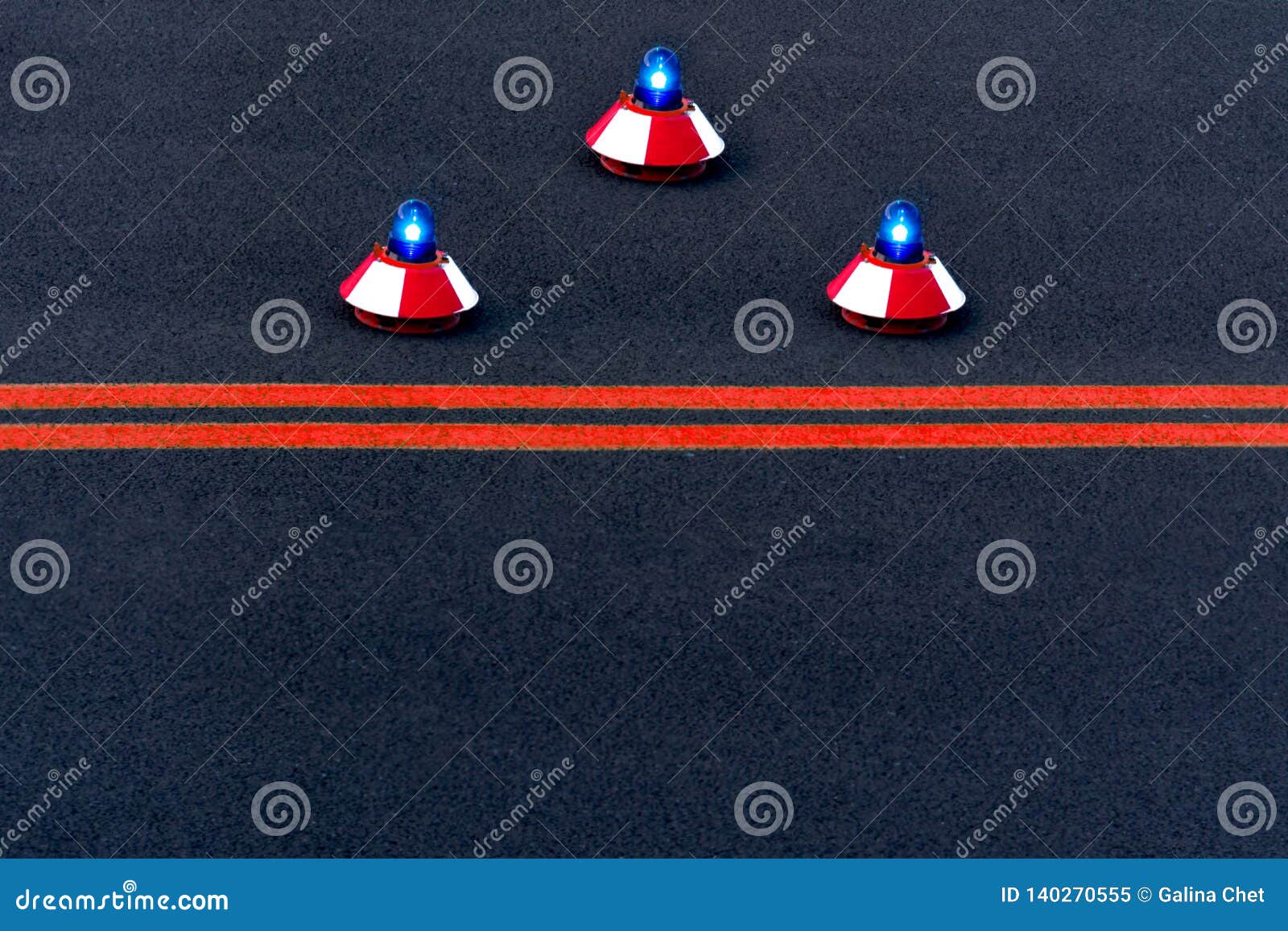 View of the Runway with Three Signal Lights. Stock Image - Image of ...