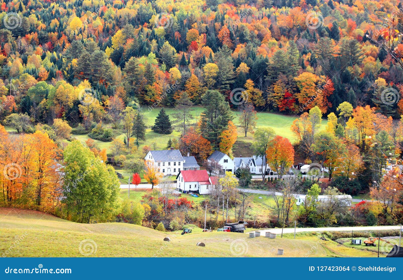 View of Rural Vermont in Autumn Time. Stock Photo - Image of nature ...