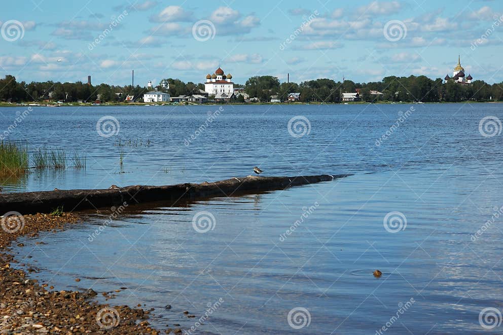 View of Russian Town Kargopol with Log Stock Photo - Image of herb ...