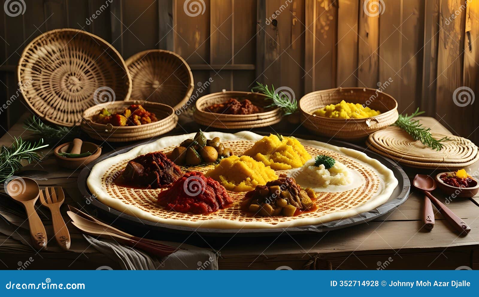 Ethiopian Injera Platter With Lentils And Stew Stock Photography ...