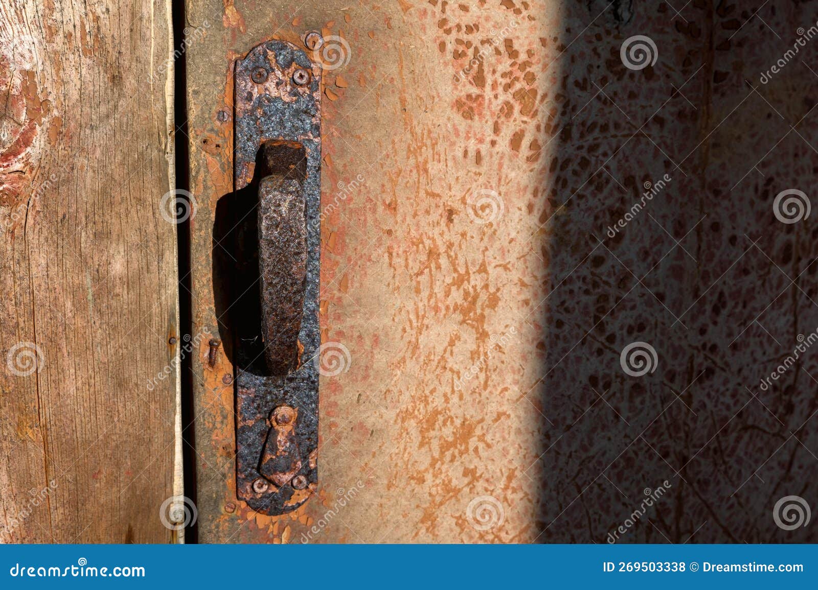Rusty Door Handle and Latch that is Worn and Broken. Stock Photo ...