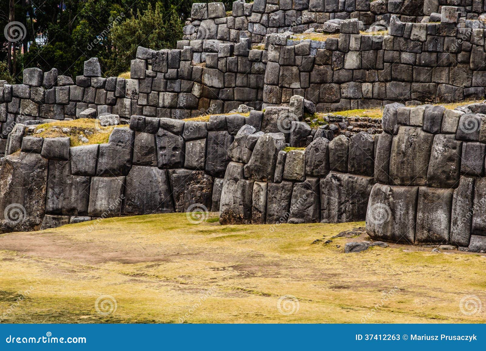 View of Sacsayhuaman Wall, in Cuzco, Peru. Stock Image - Image of ...