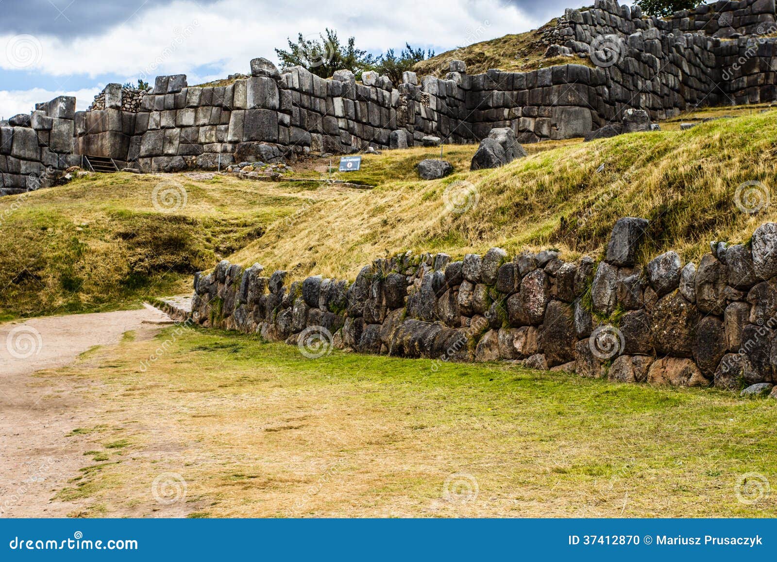 View of Sacsayhuaman Wall, in Cuzco, Peru. Stock Photo - Image of llama ...