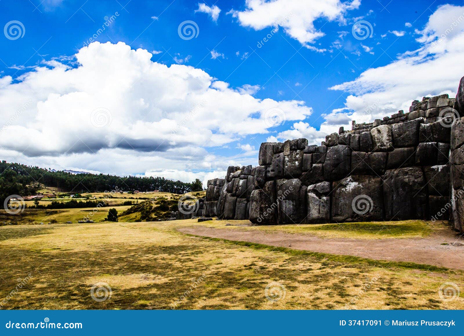 View of Sacsayhuaman Wall, in Cuzco, Peru. Stock Image - Image of ...