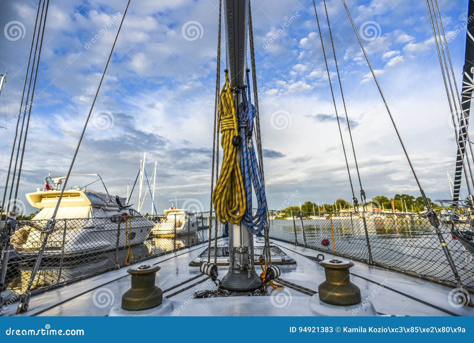 A View from Sailing Boat on Boat Elements in Marine, Sunny Day S Stock ...