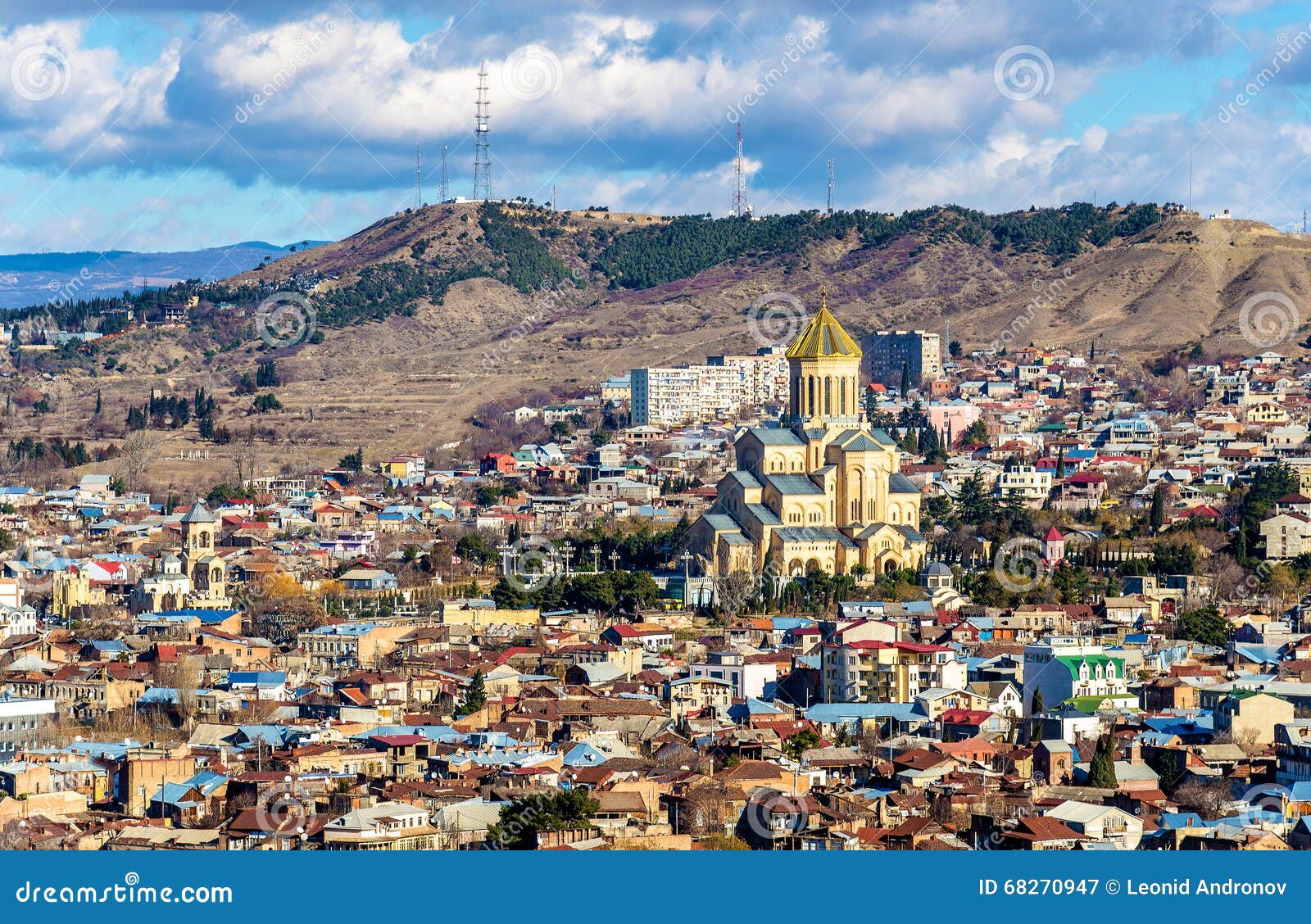 View of Sameba Cathedral in Tbilisi Stock Image - Image of dome ...