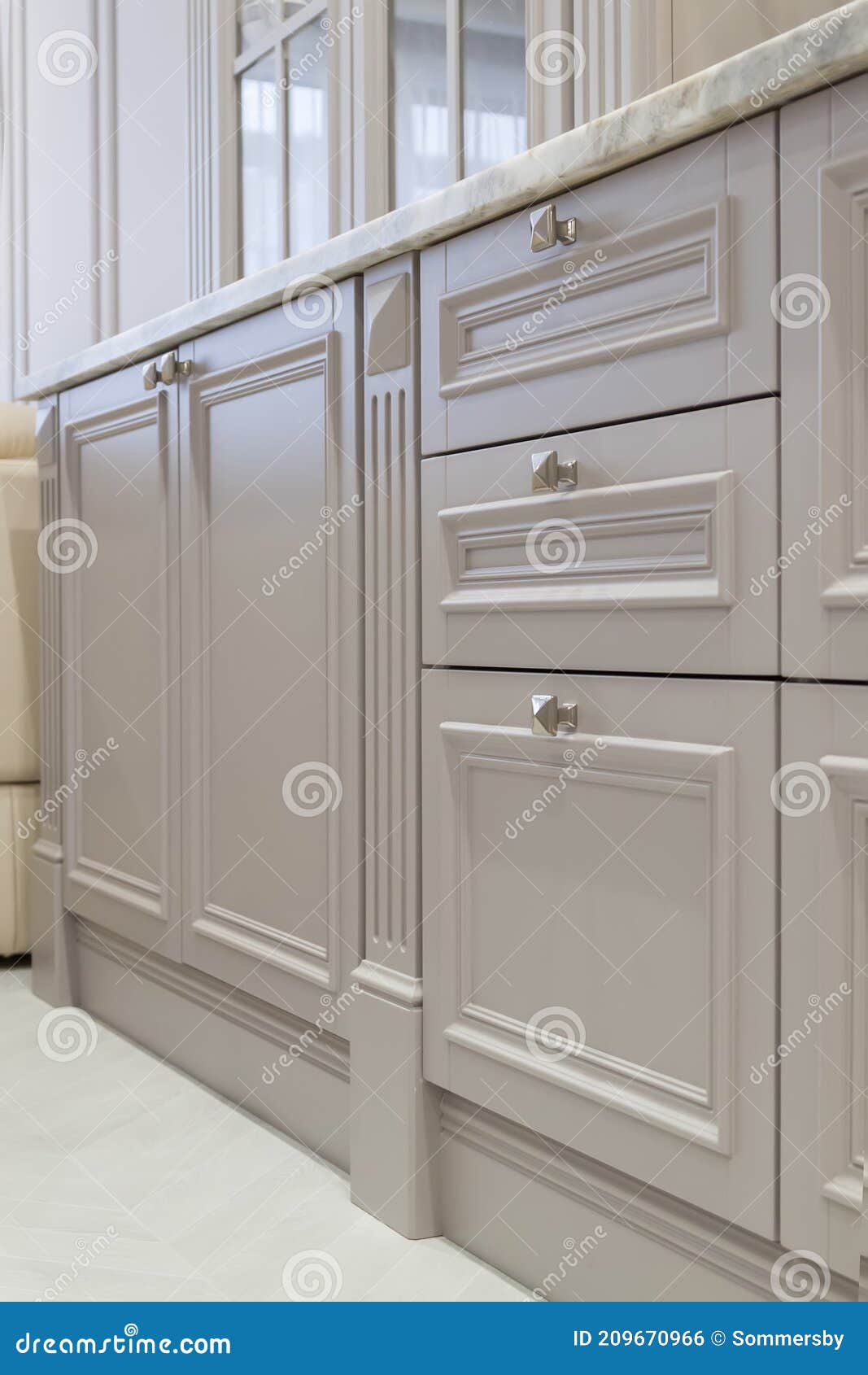 View of Sample of Decorative Element of Kitchen Drawers Elements and ...