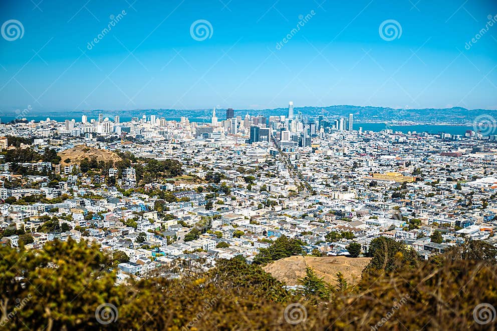 View of the San Francisco Skyline from Christmas Tree Point Stock Image ...