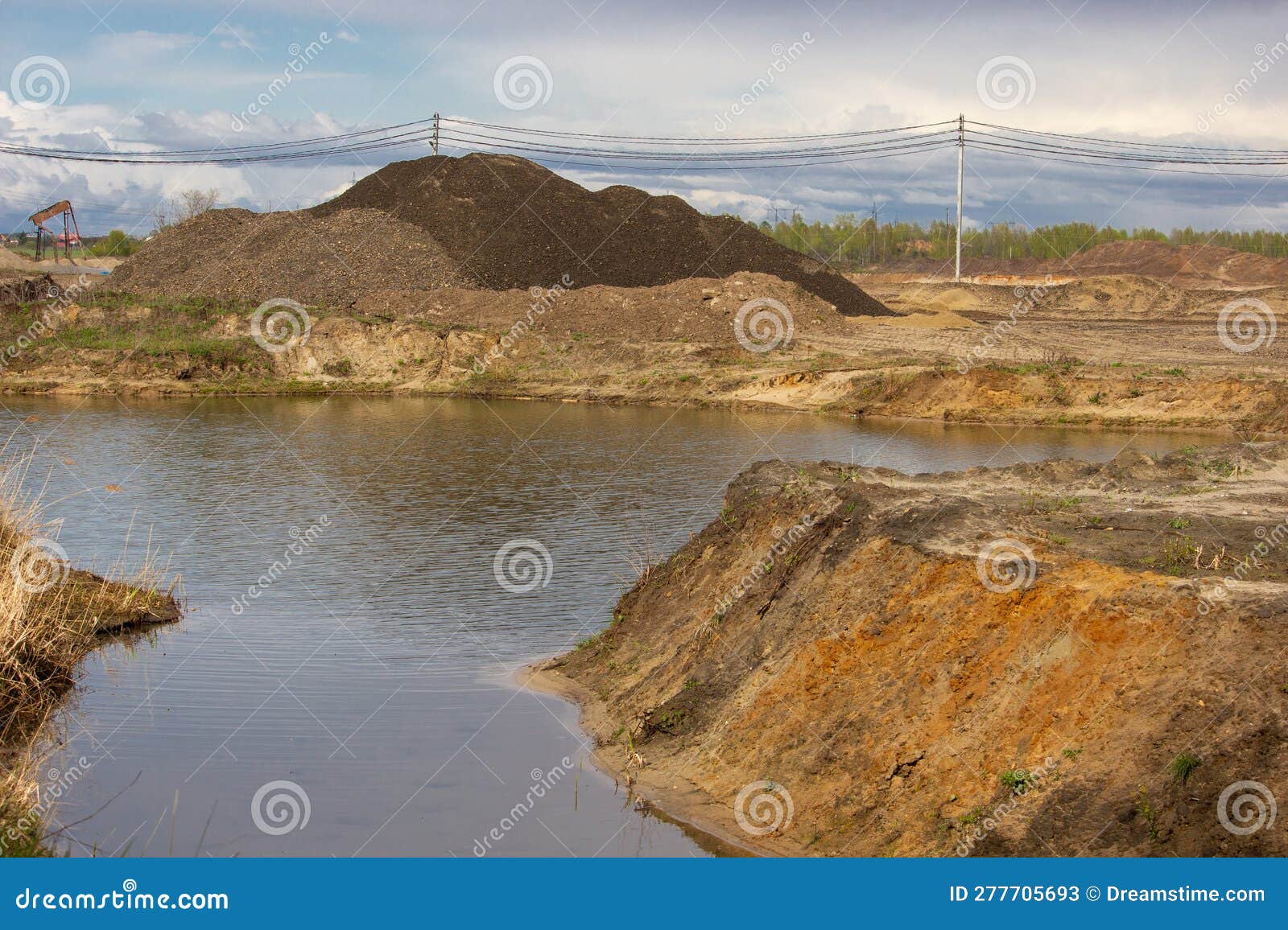 View of Sand Pit Filled with Water Stock Image - Image of material ...