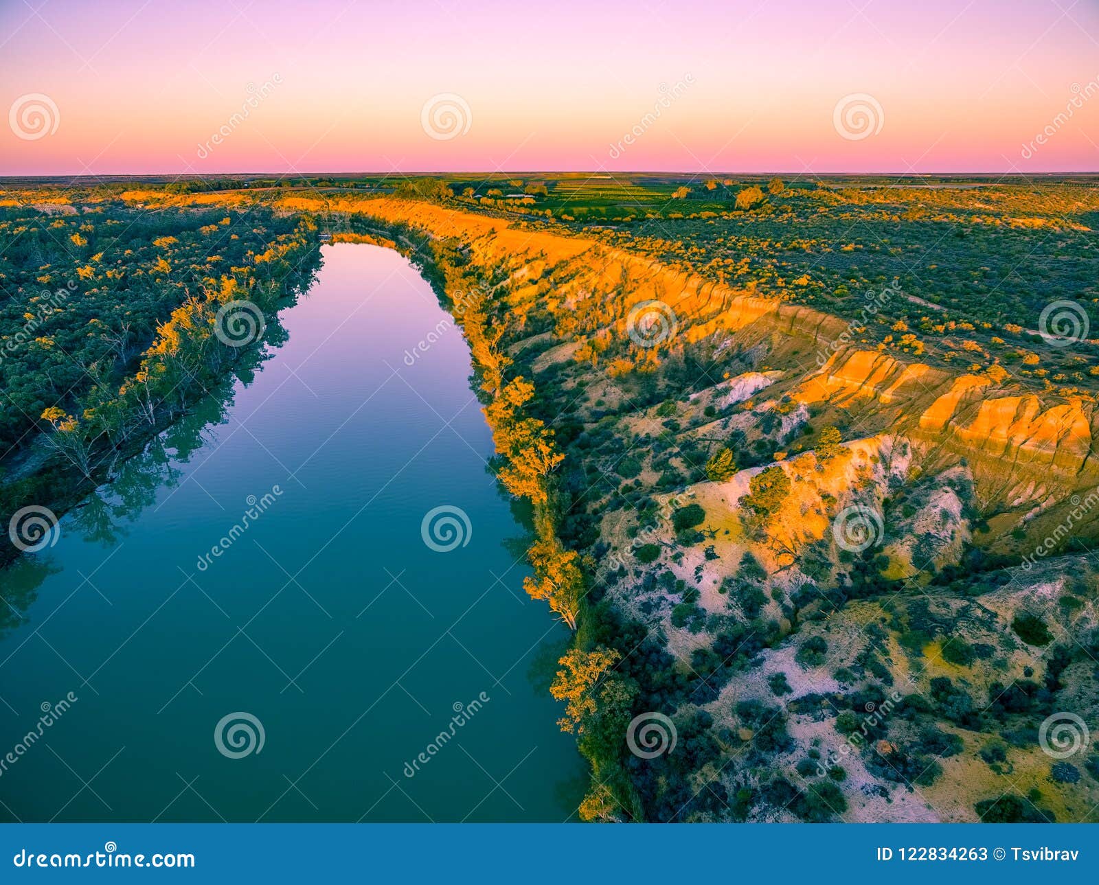 View of Sandstone Cliffs and Murray RIver at Sunset. Stock Image ...