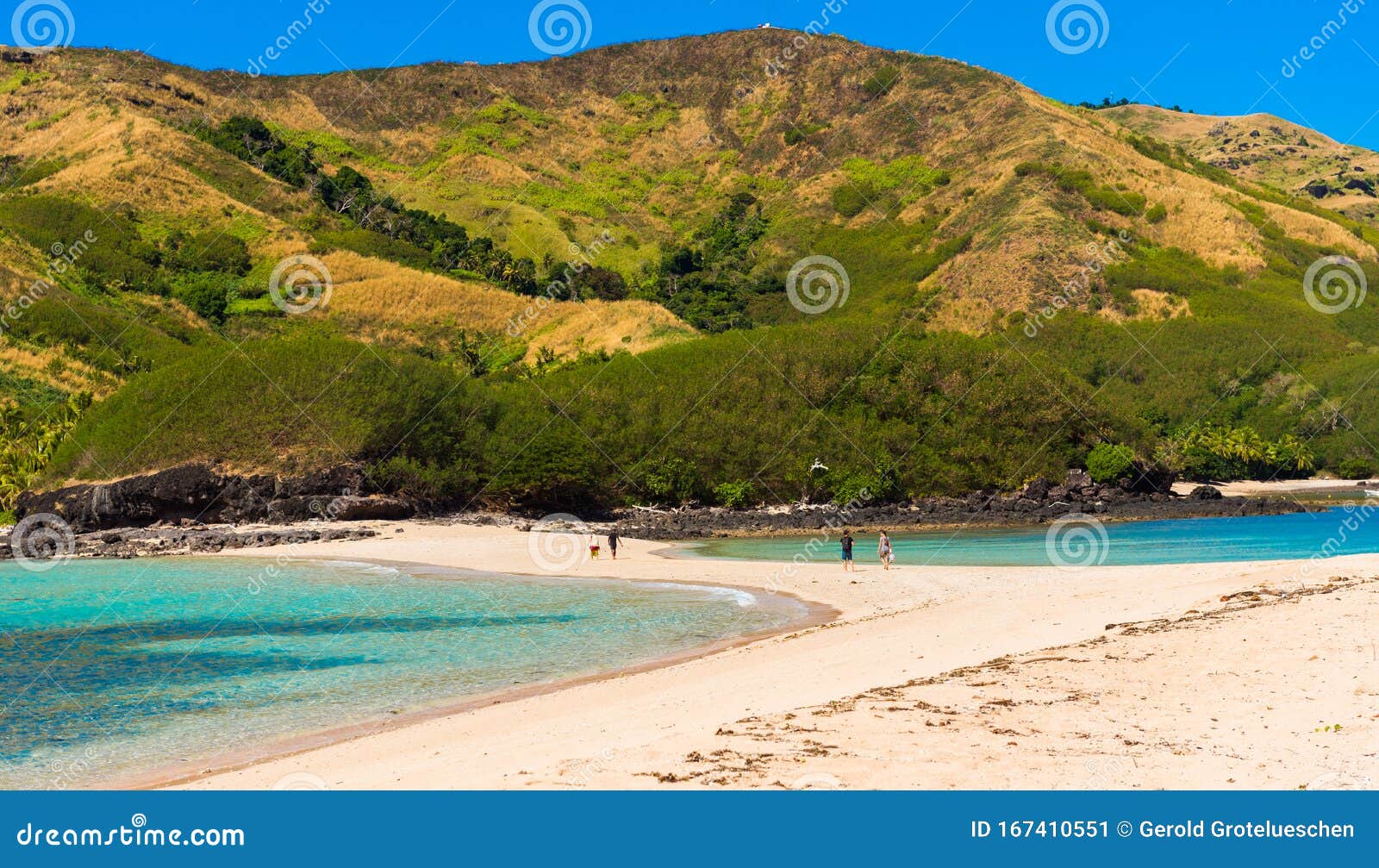 View of the Sandy Beach of the Island, Fiji Stock Image - Image of ...