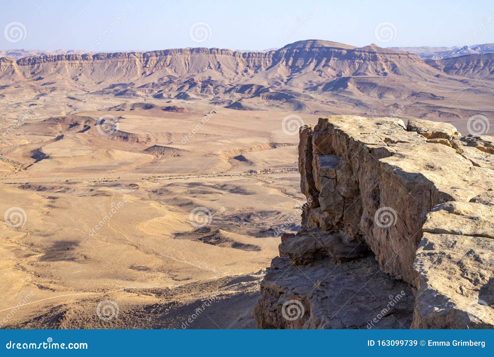 View of the Sandy Hills and Mountains of Ramon Crater Stock Image ...