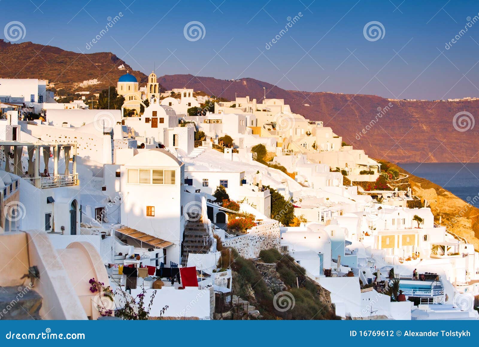 View of Santorini Oia Village Streets Stock Photo - Image of holiday ...