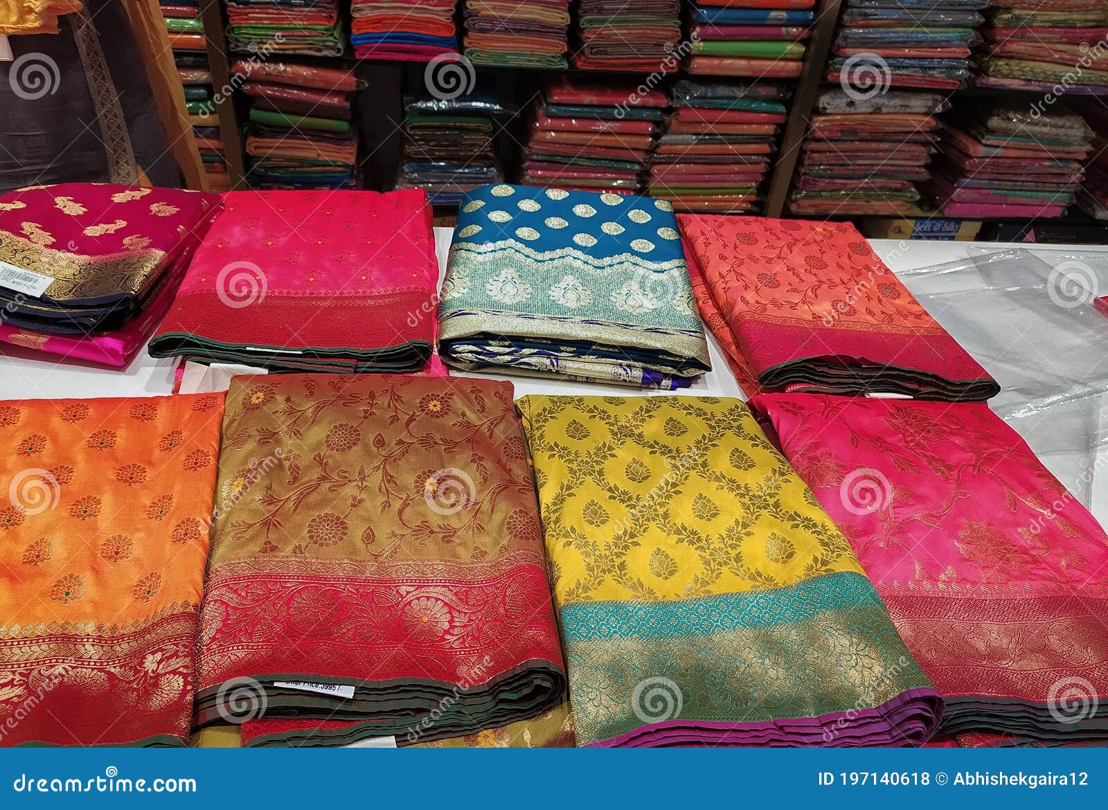 View of a saree shop stock photo. Image of quilting - 197140618