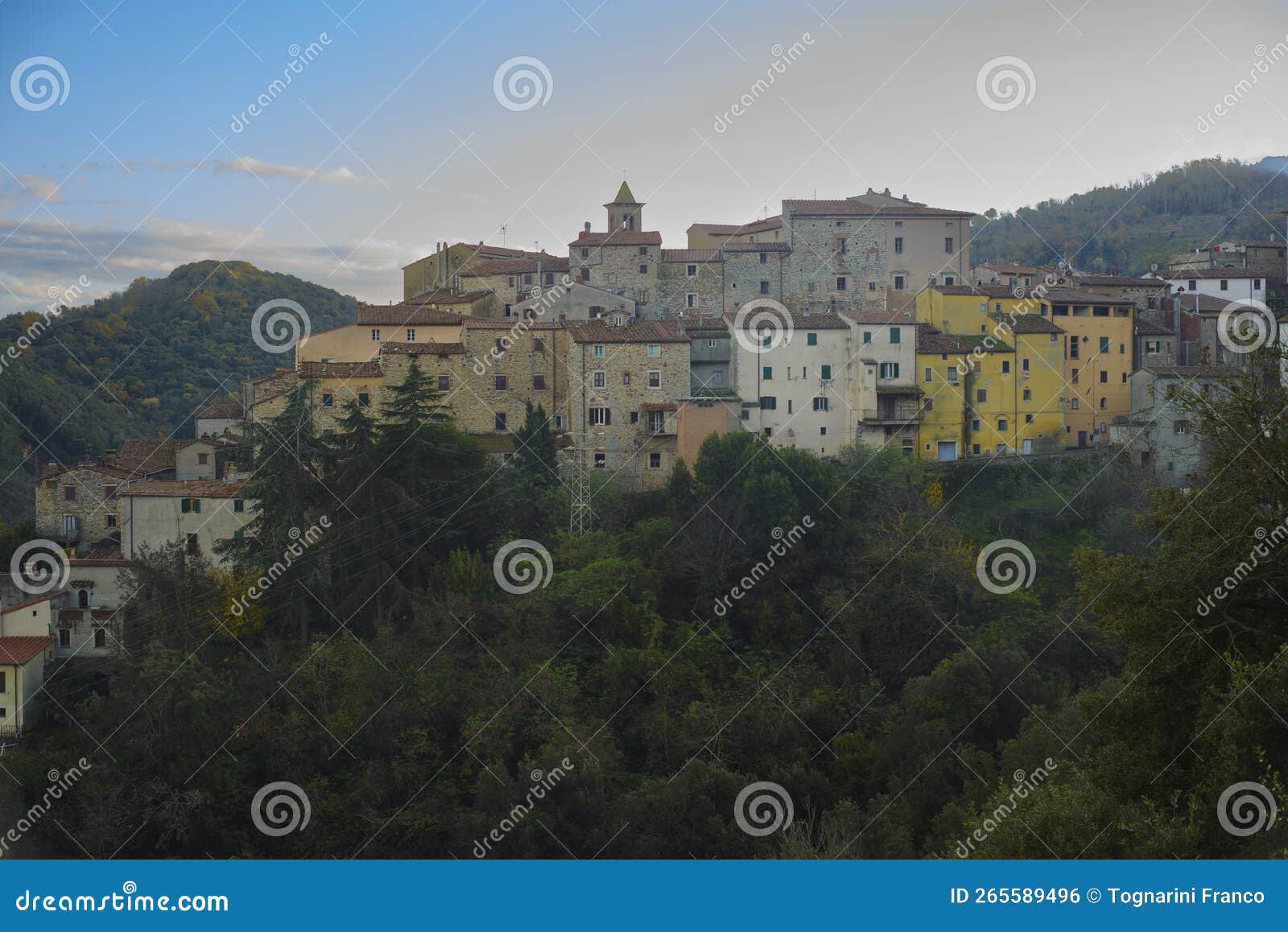 View of Sassetta, Tuscany Italy Stock Photo - Image of hill, blue ...