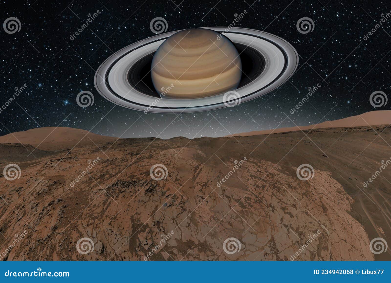 View of Saturn from a Planet. Elements of this Image Furnished by NASA ...