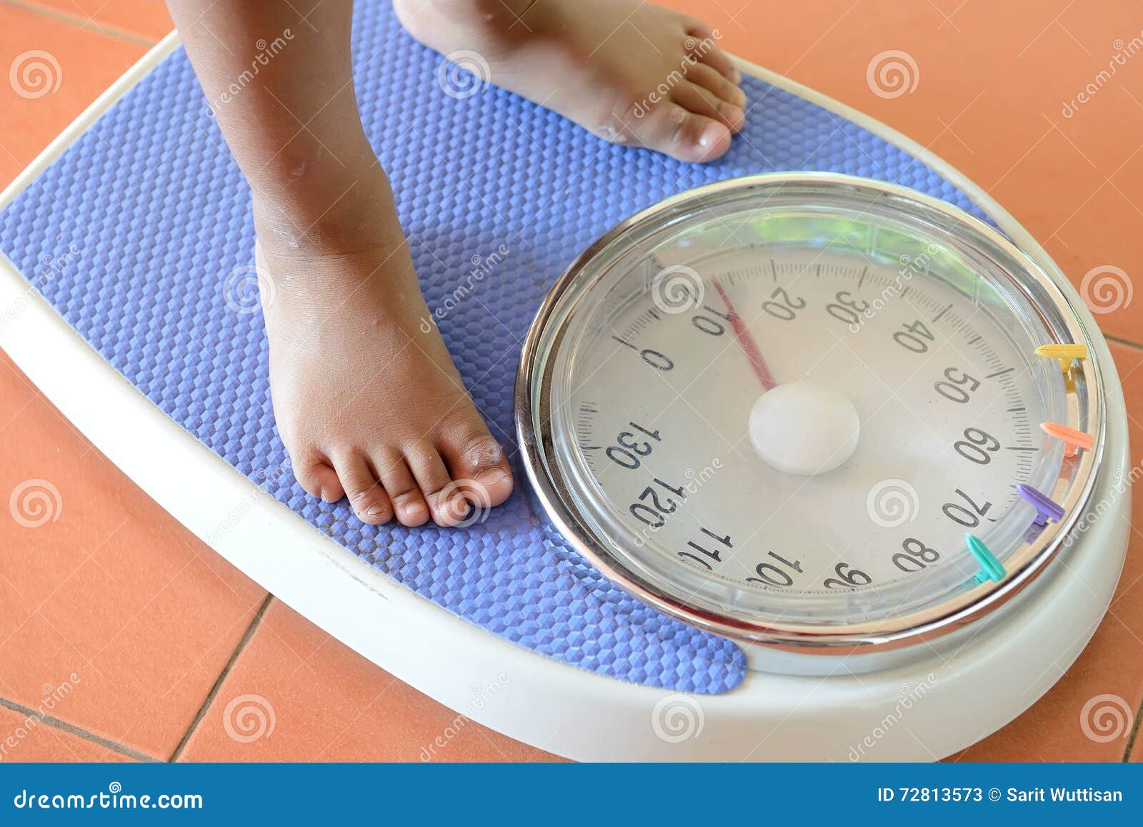 View of Scales on a Floor and Kids Feet Stock Image - Image of gain ...