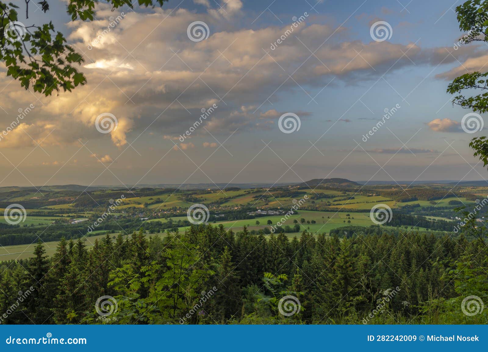 View from Scheibenberg Hill with Lookout Tower in Middle of Summer Stock Image - Image of summer ...