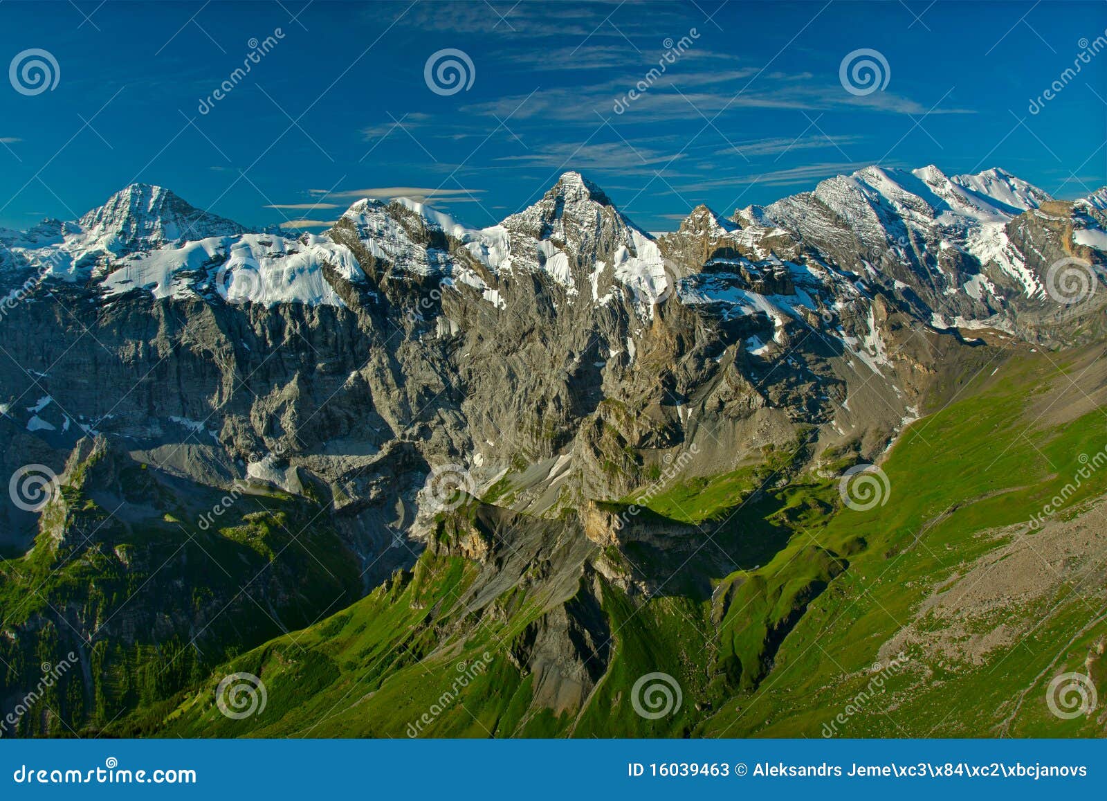 View from the Schilthorn Mountain Stock Image - Image of blue, grass ...