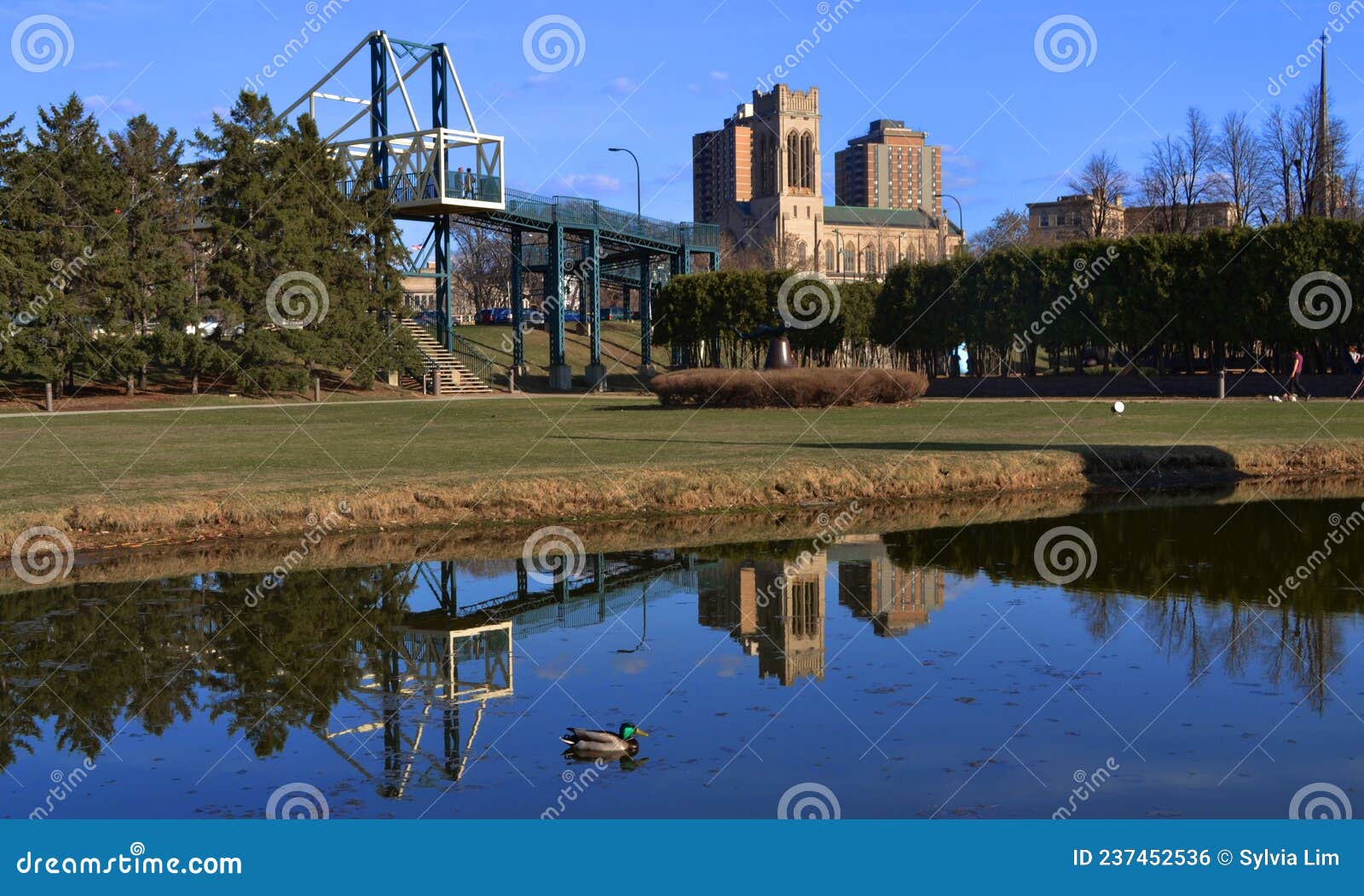 The View of Sculpture Park and Its Shadow in the Pond Editorial Photo ...