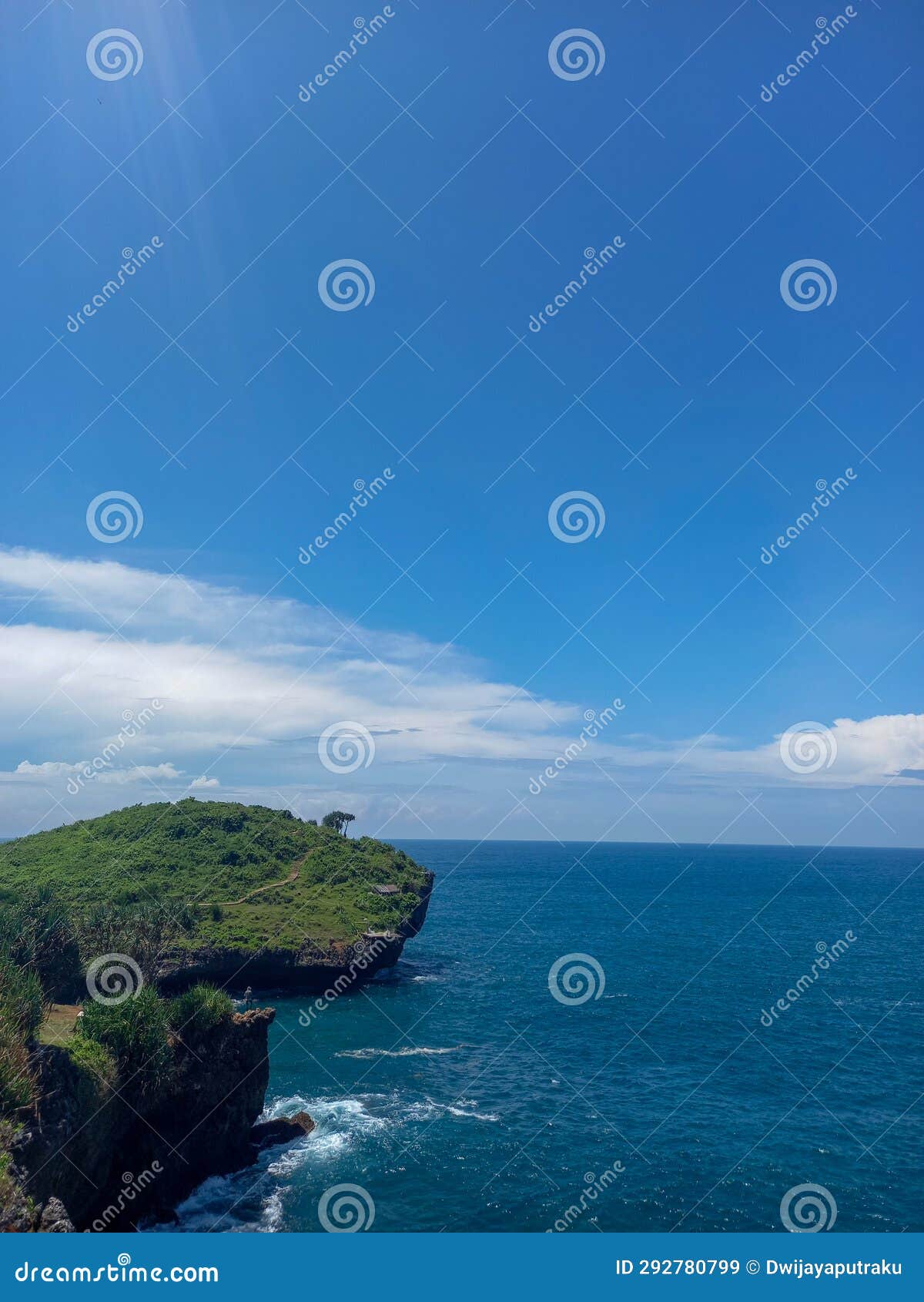 View of the Sea and Adjoining Cliffs on Tanjung Kesirat Beach ...