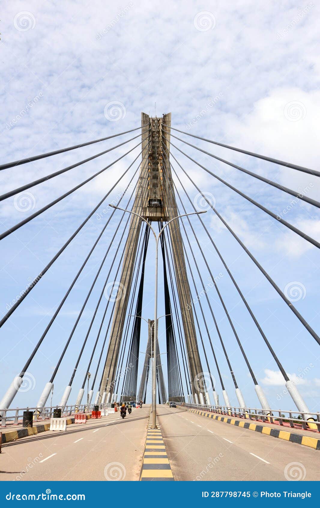 View of the Sea Crossing Bridge with Clear Clouds Stock Image - Image ...