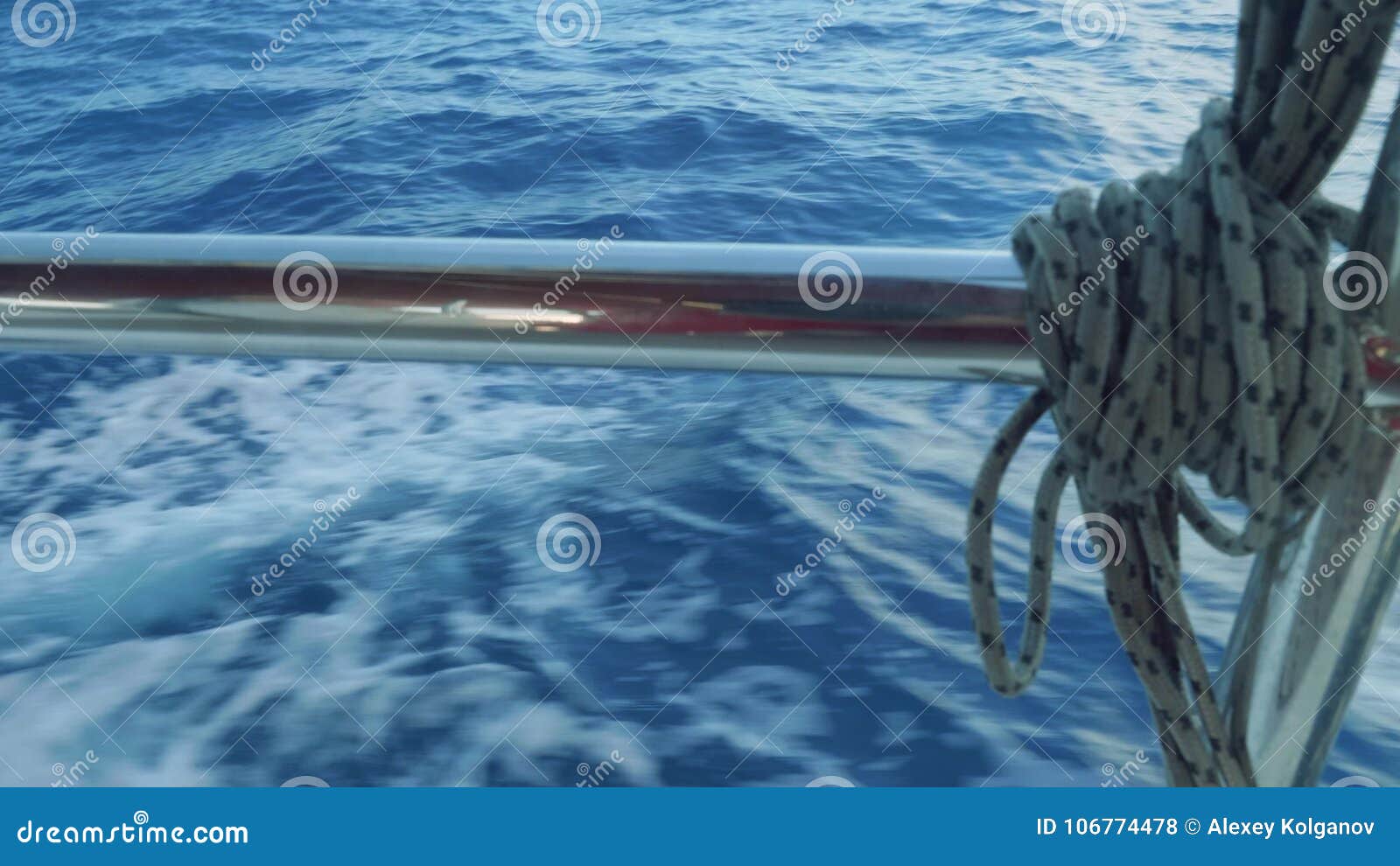 View on Sea through Guard Rail of Sailing Yacht Stock Footage - Video ...