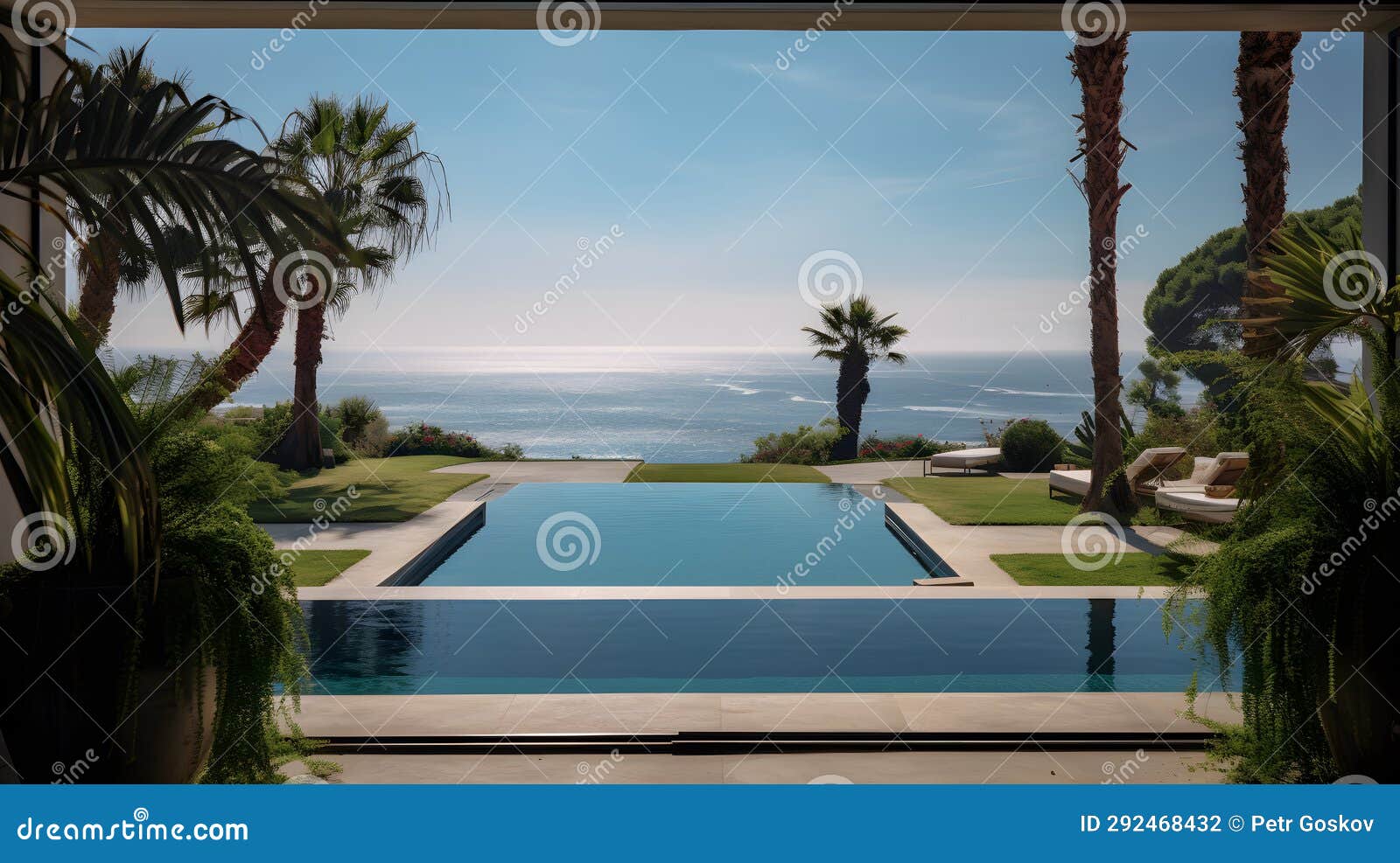 View of the Sea through the Infinity Pool Stock Photo - Image of water ...