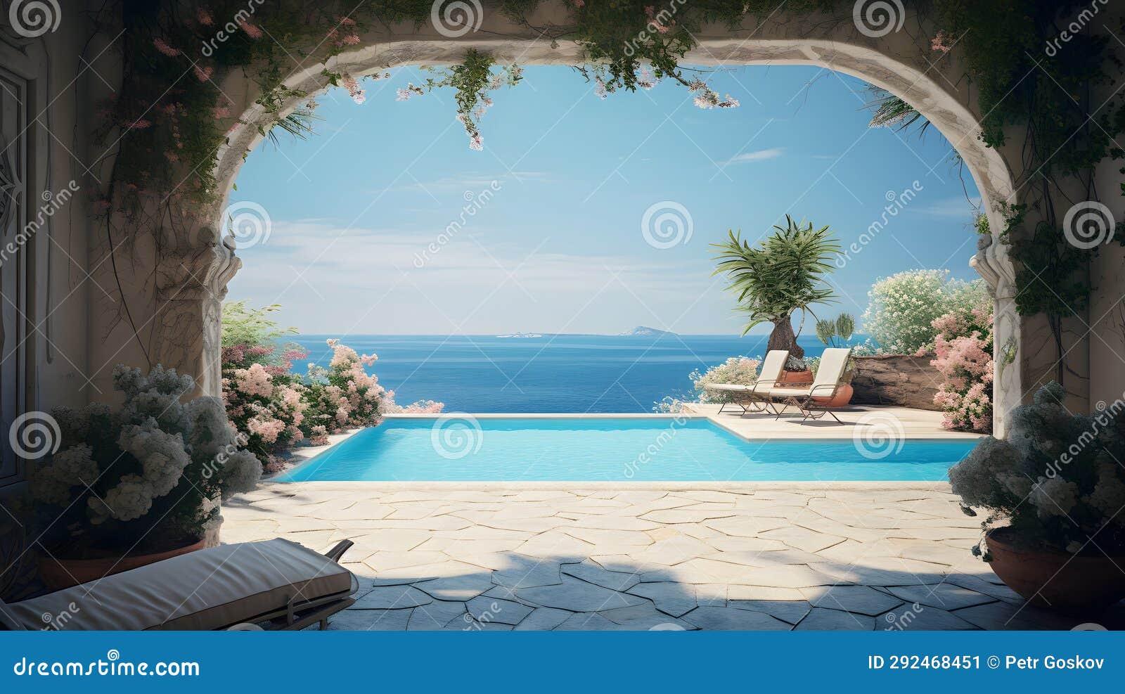 View of the Sea through the Infinity Pool Stock Image - Image of ocean ...