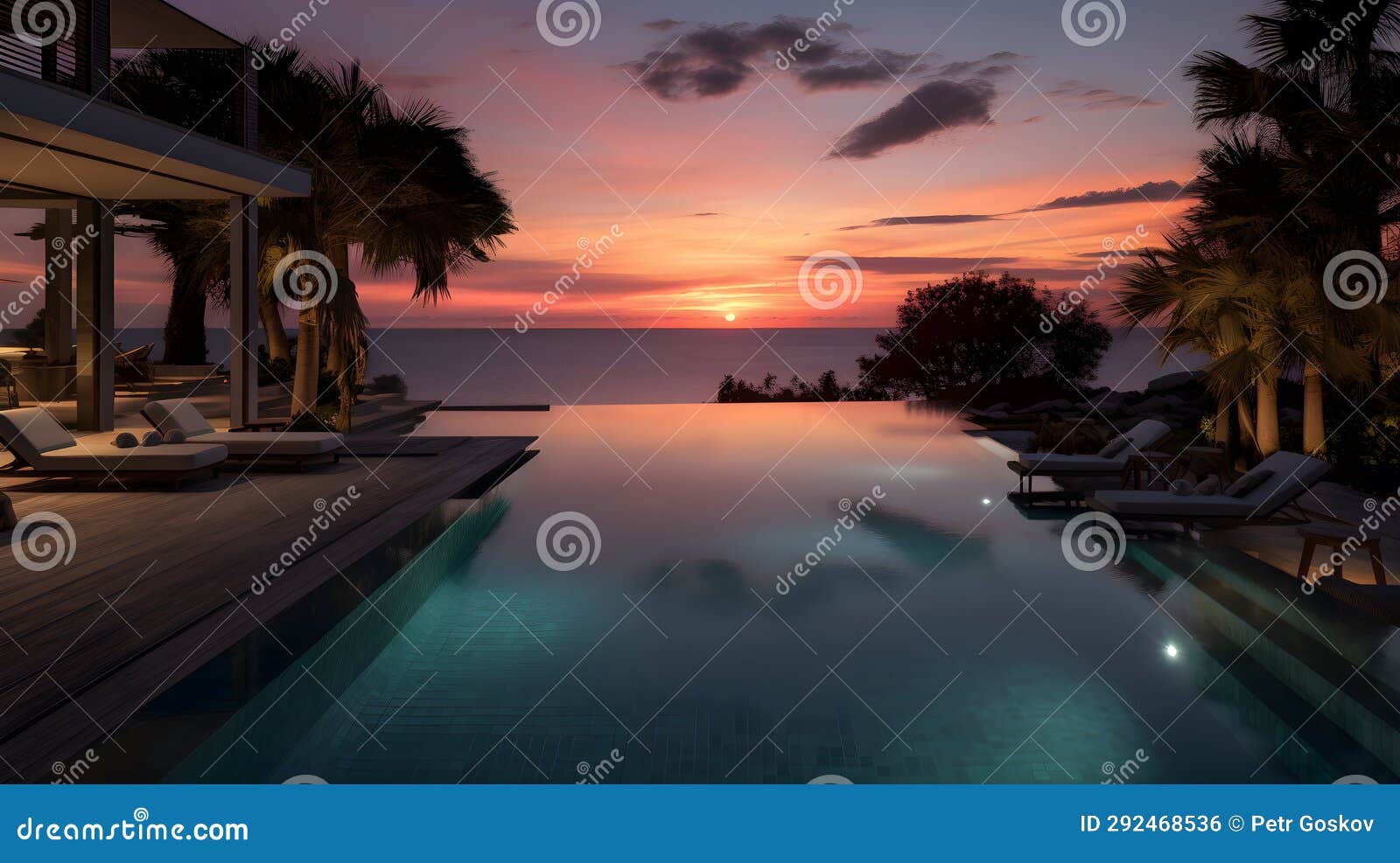 View of the Sea through the Infinity Pool Stock Photo - Image of relax ...