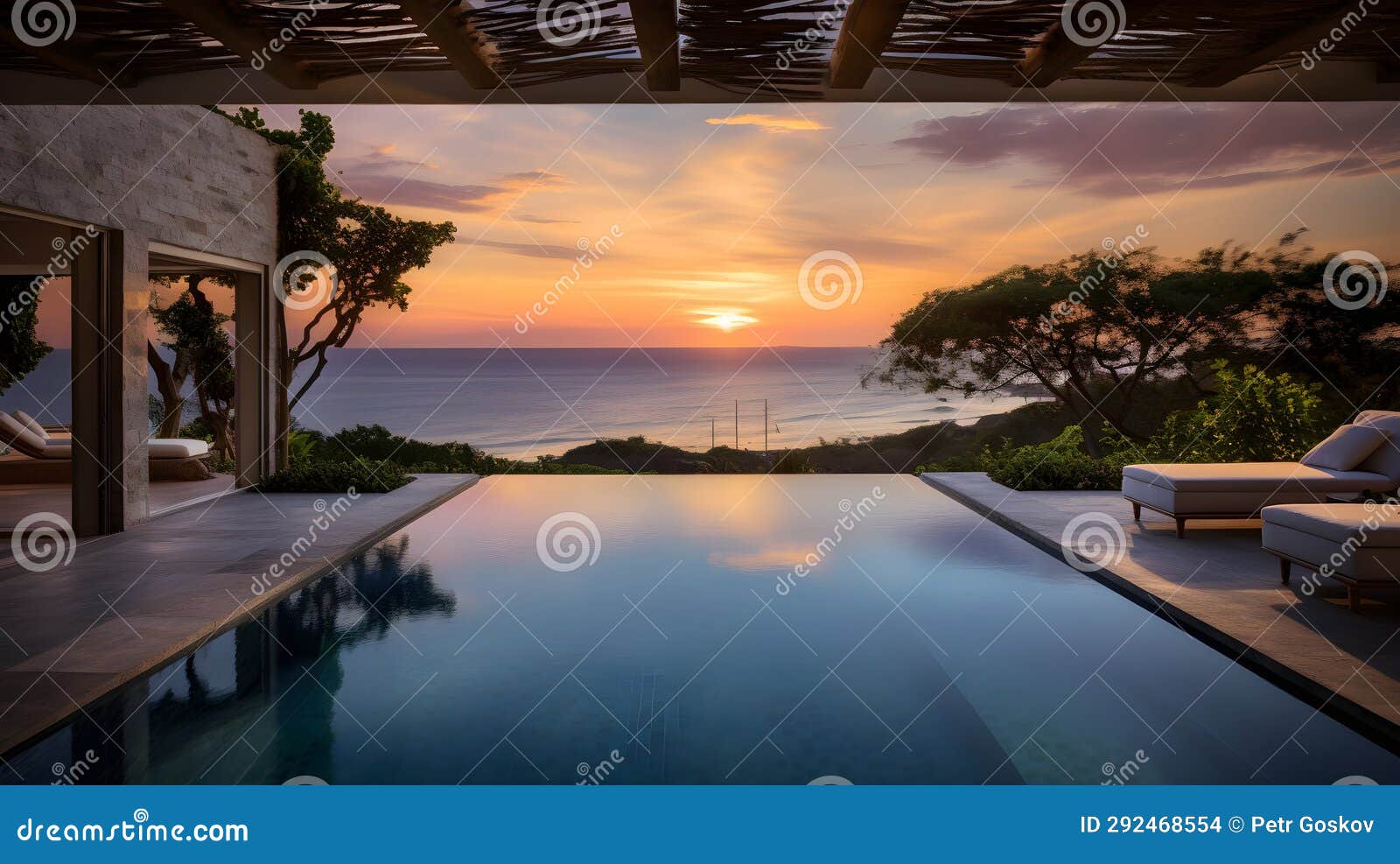View of the Sea through the Infinity Pool Stock Photo - Image of resort ...